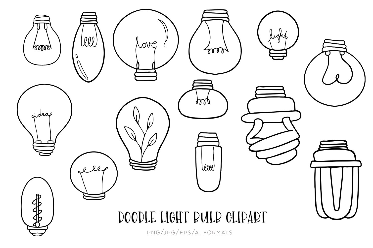 Doodle Light Bulb Vector Clipart