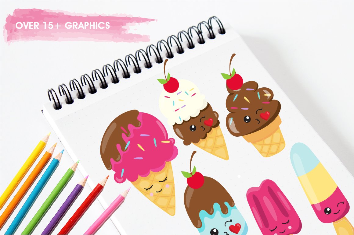 Cutie Ice cream graphics and illustrations