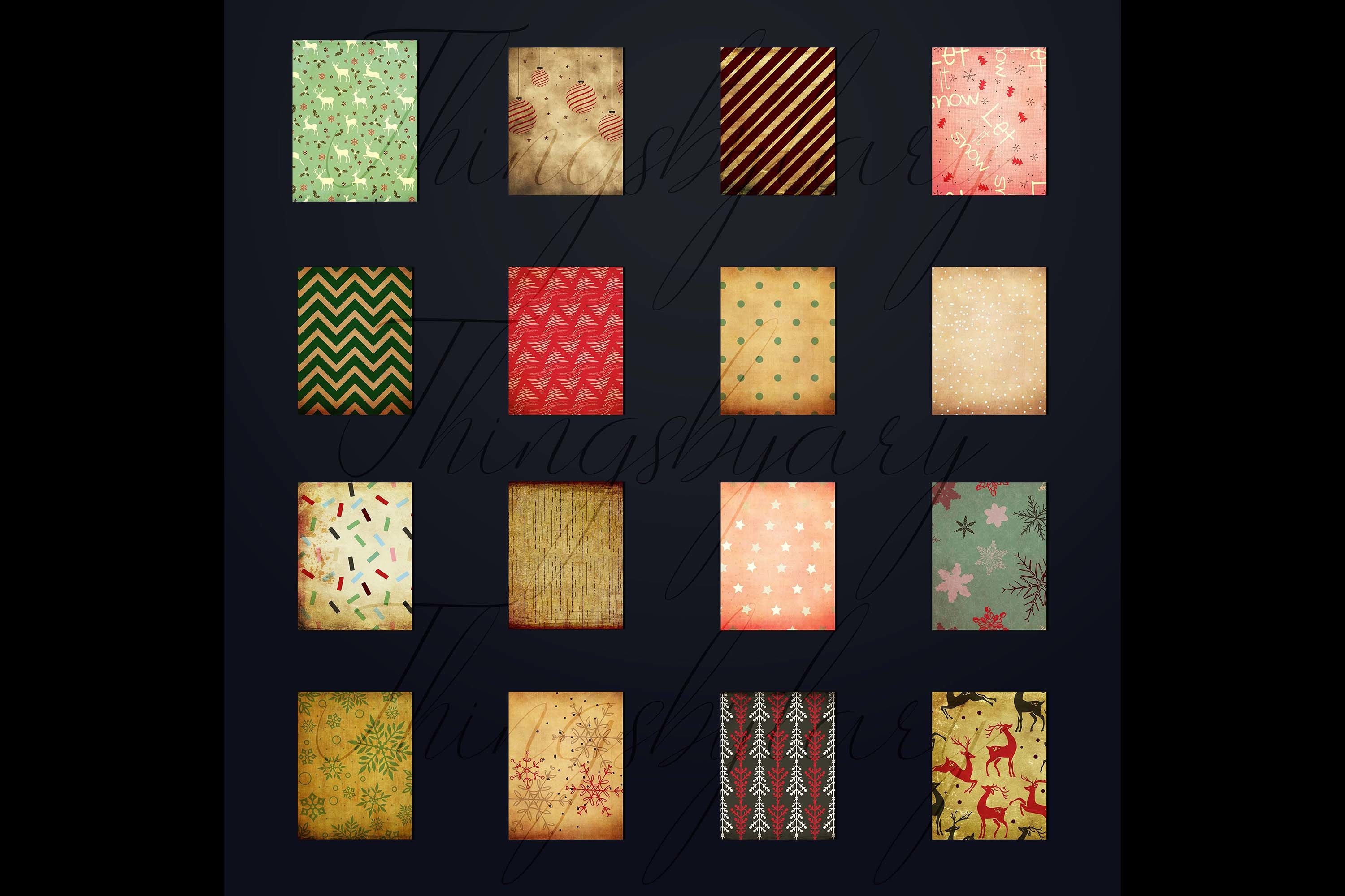 16 Vintage Winter Holiday Christmas Digital Papers 8.5x11 (361926 ...