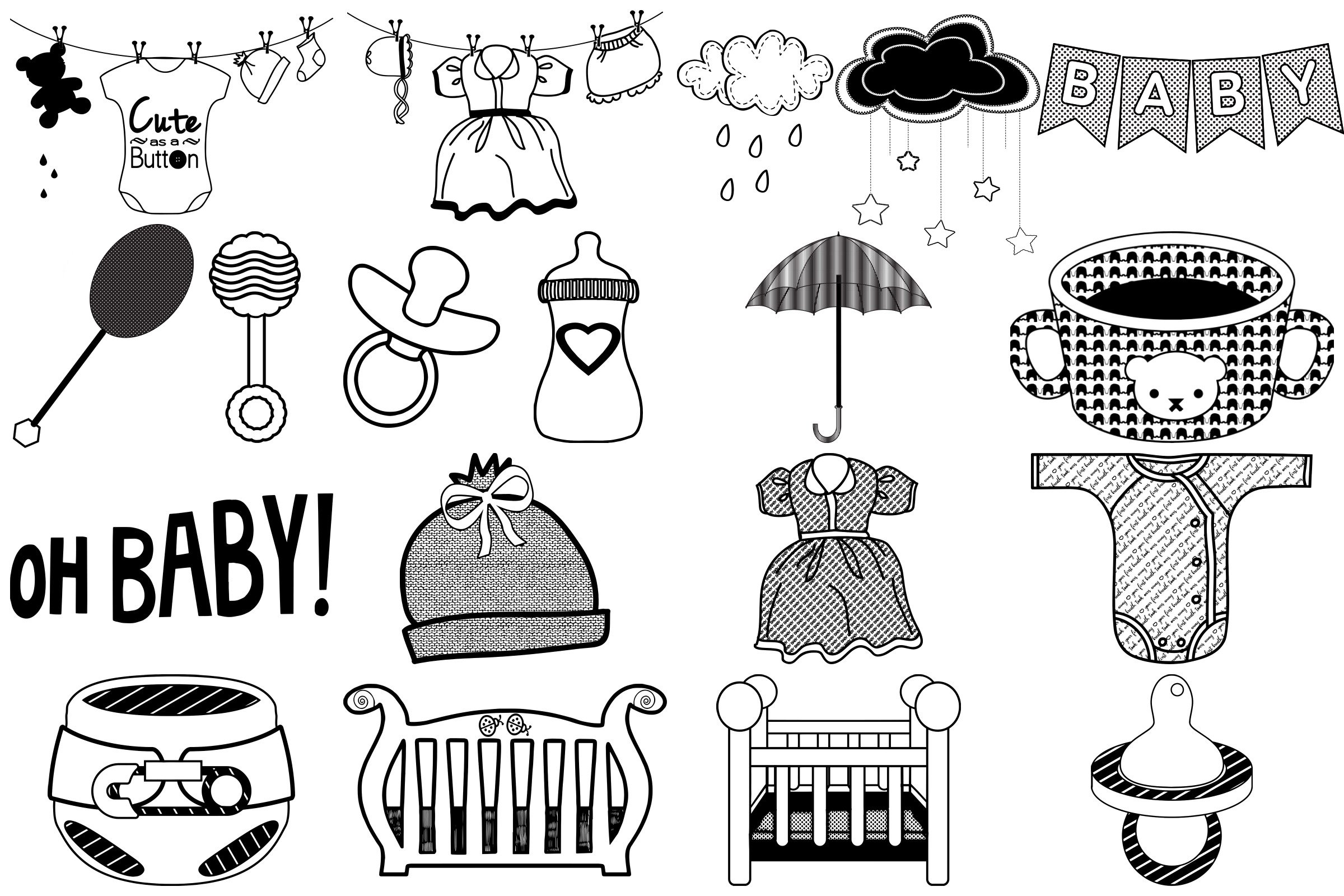 Baby Doodles AI EPS PNG (159389) | Illustrations | Design Bundles