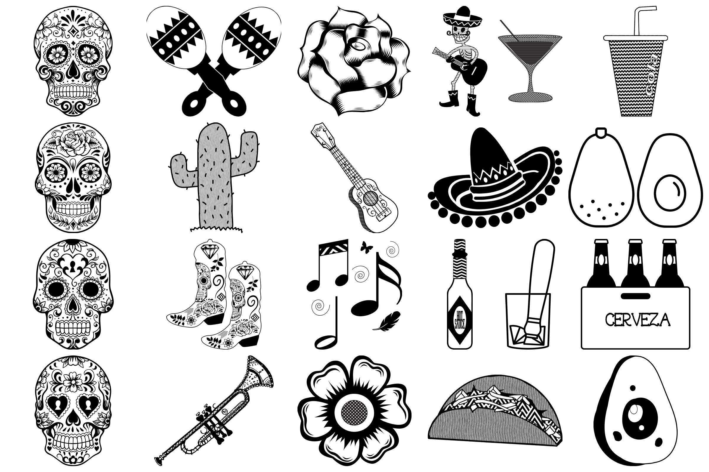 Mexican Fiesta Food Doodles AI EPS PNG (259162) | Illustrations ...