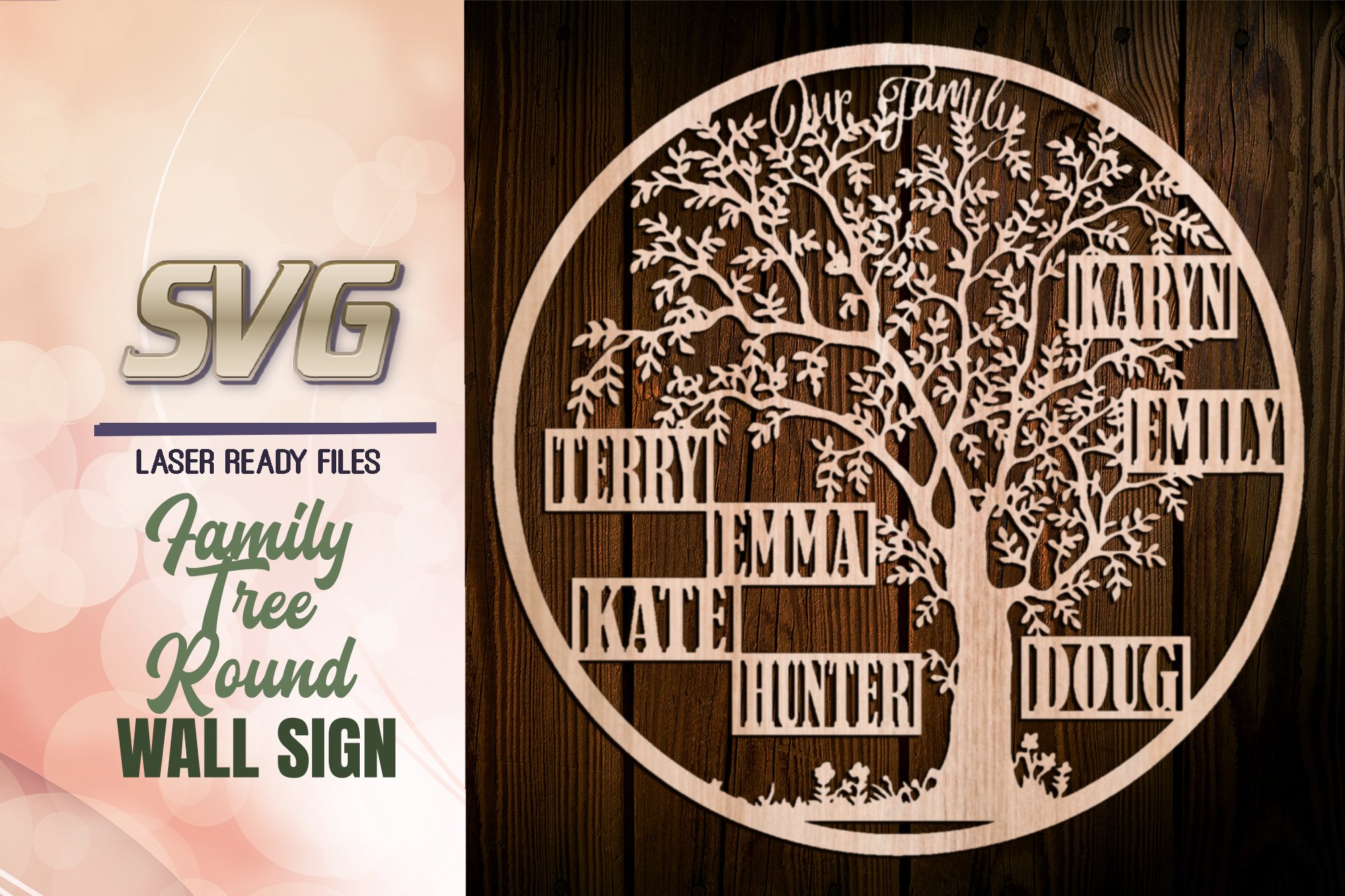 Customizable Family Tree Round Sign SVG Glowforge Files (1106545) | Cut ...