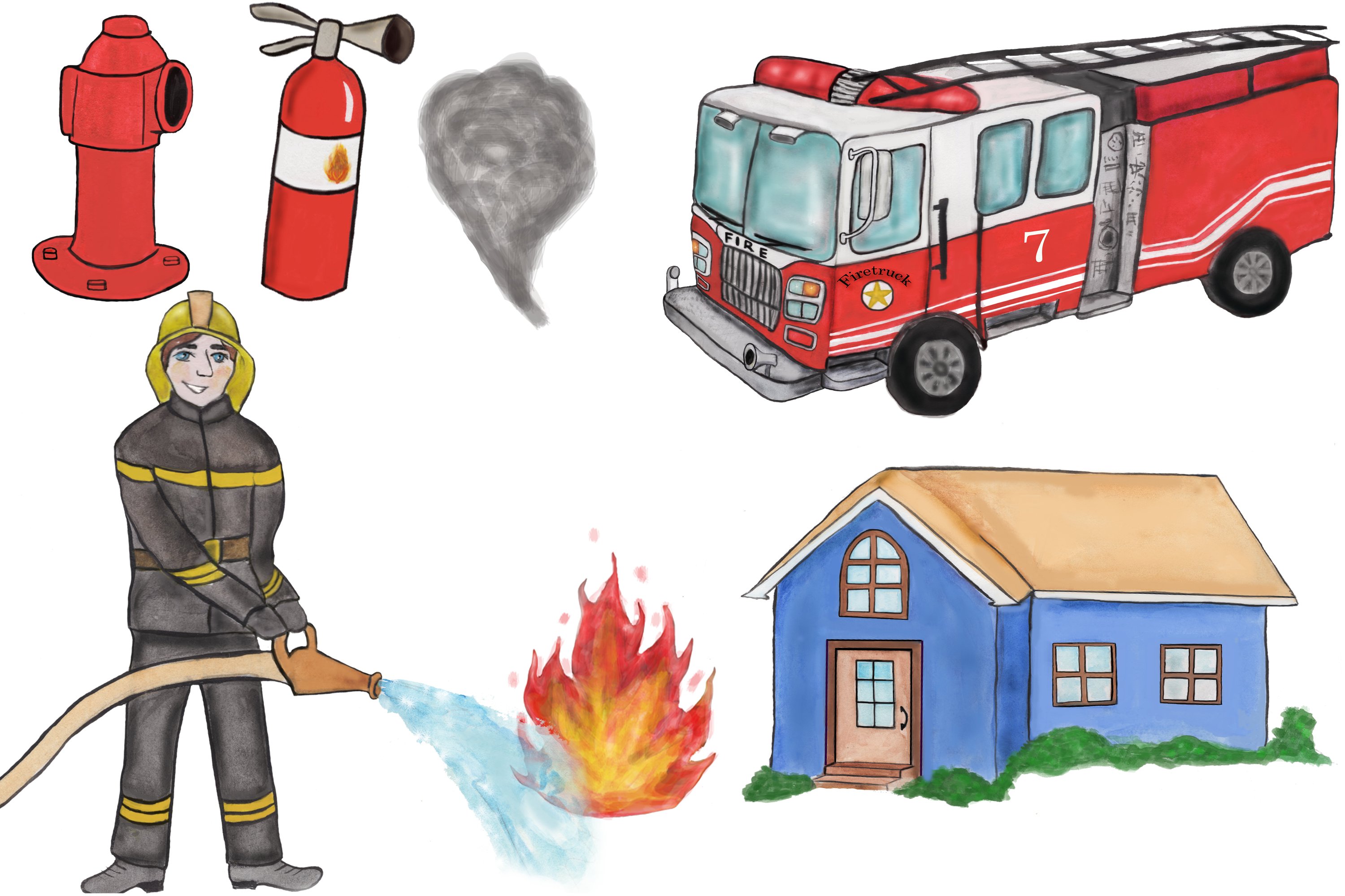 Firefighter Truck Clip Art Colorful