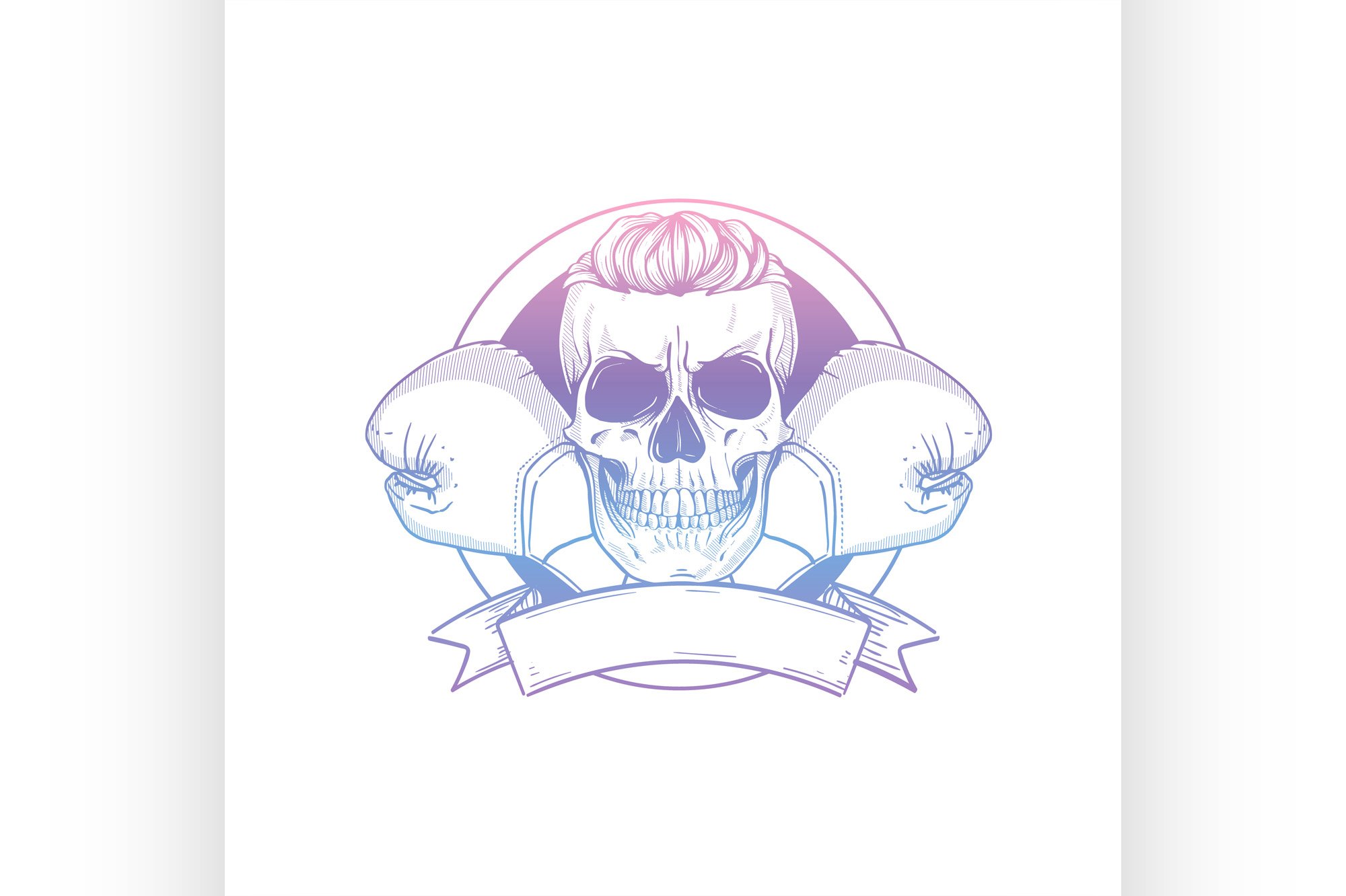 Hand drawn skull boxing gloves (990229) | Illustrations | Design Bundles