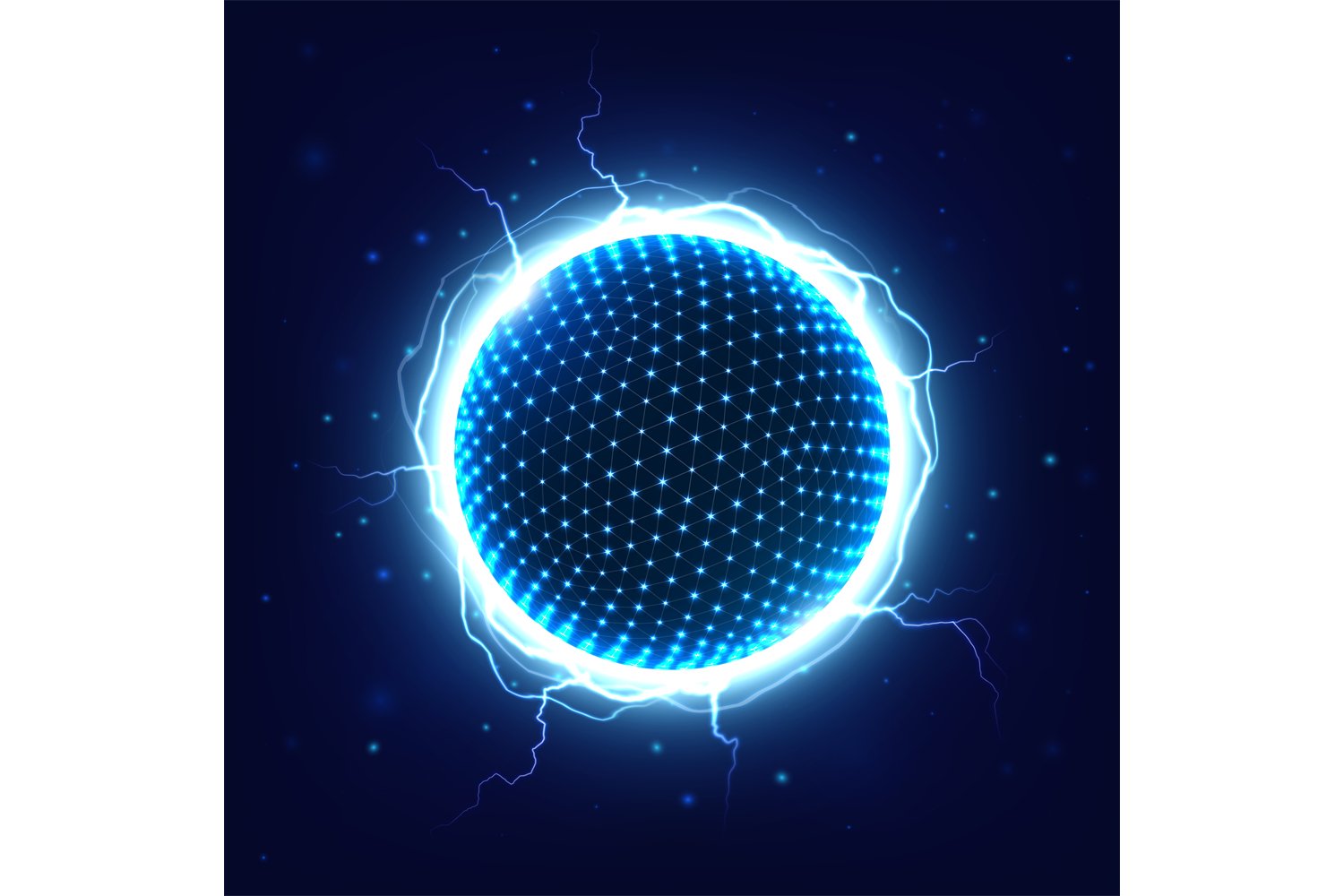 Power energy sphere with electrical thunder shining. Ball wi (1019386 ...