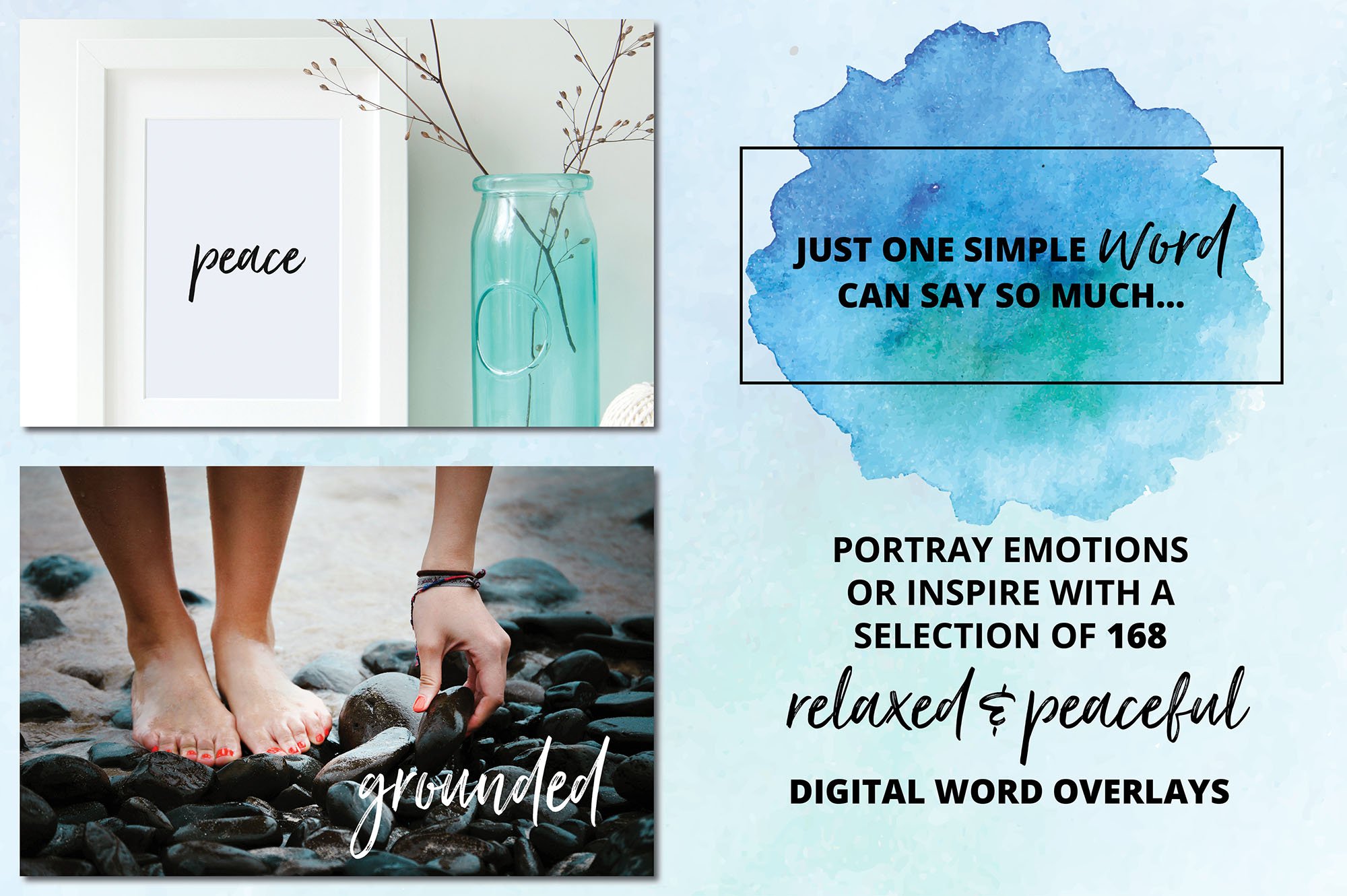 Digital Word Overlays - 168 Relaxed & Peaceful Emotions (247664 ...