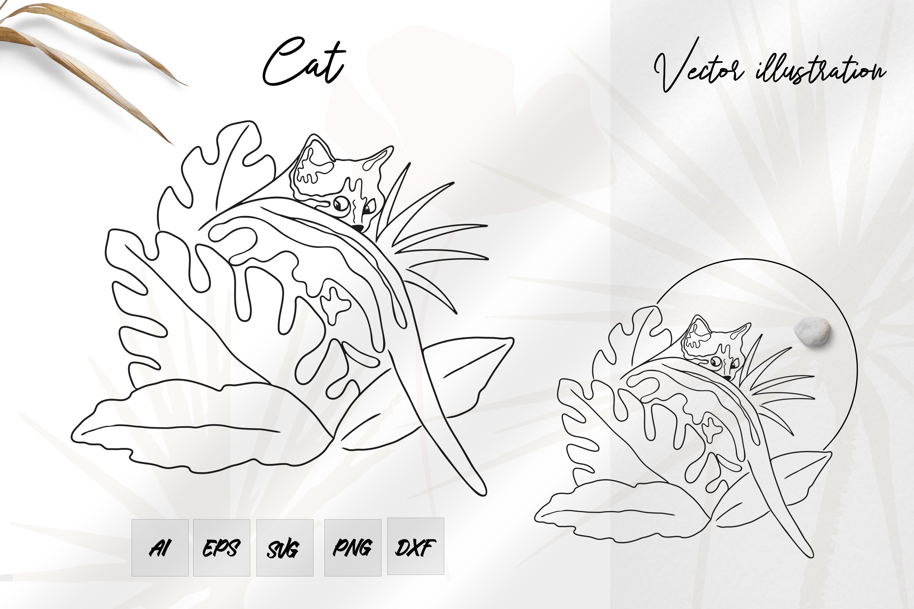 Cat SVG. Cat line vector illustration (1359473) | Vectors | Design Bundles