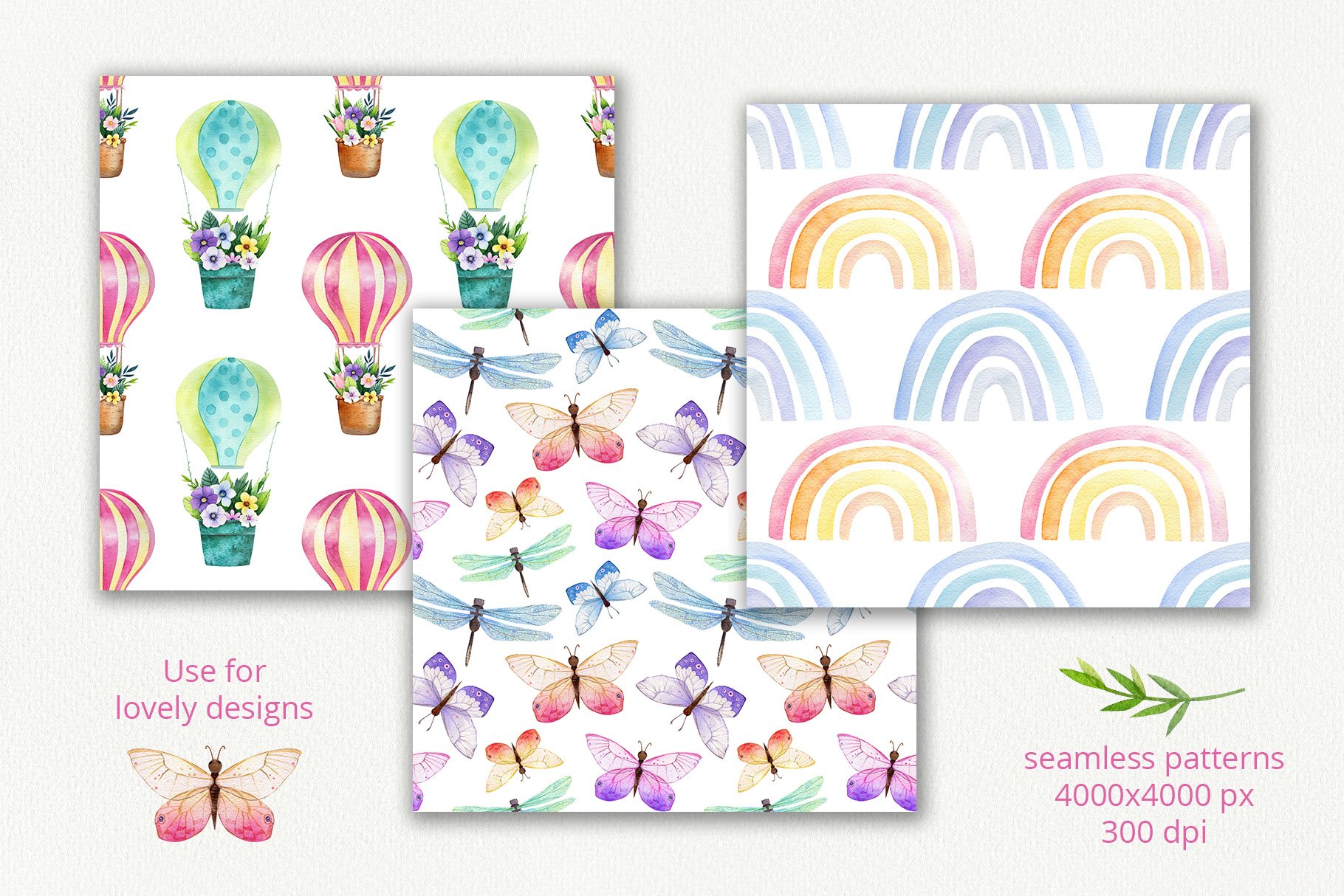 Spring Time Watercolor Set. Spring Patterns & Compositions (481075 ...