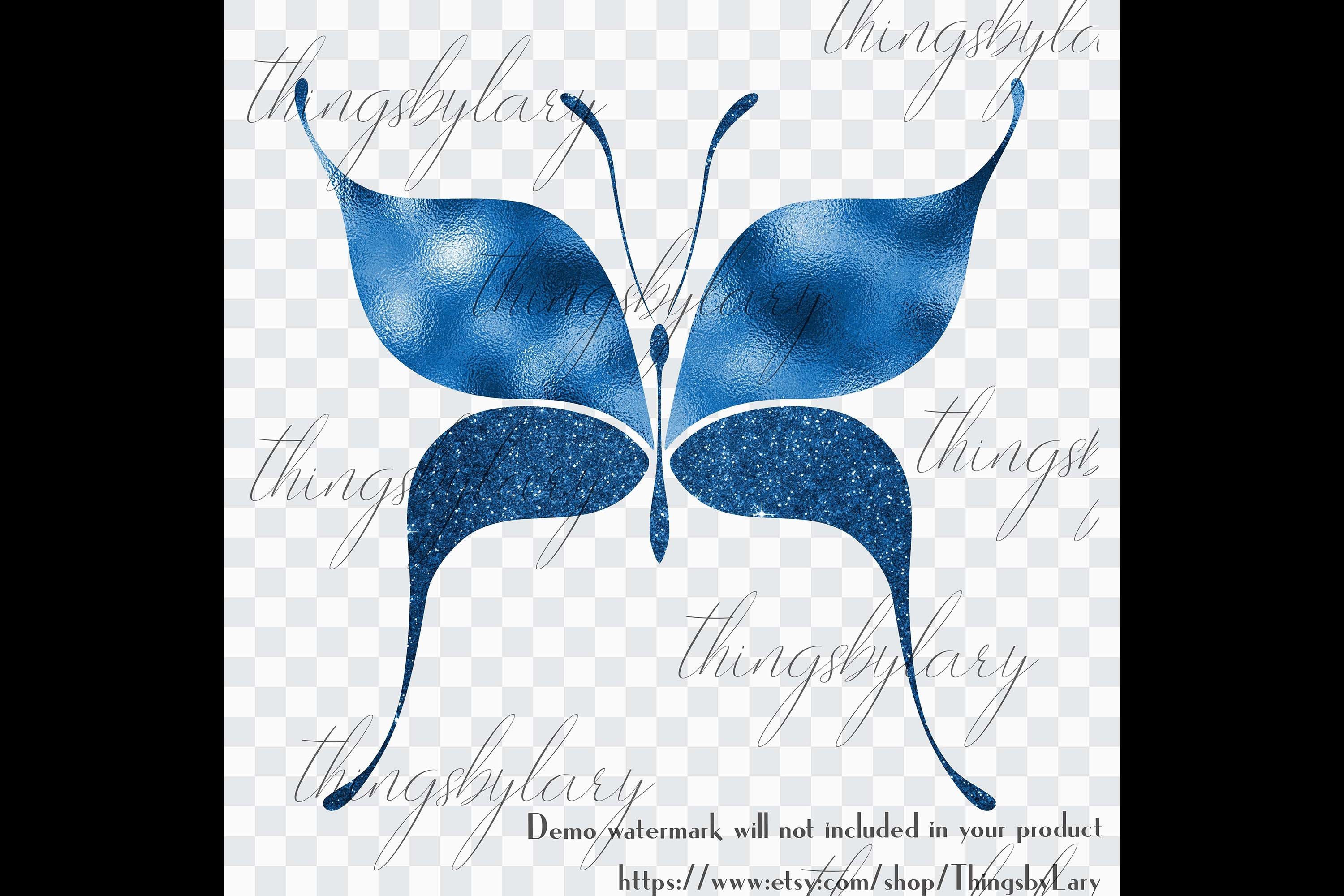 30 Royal Blue Foil and Glitter Butterfly Digital Images (238914 ...
