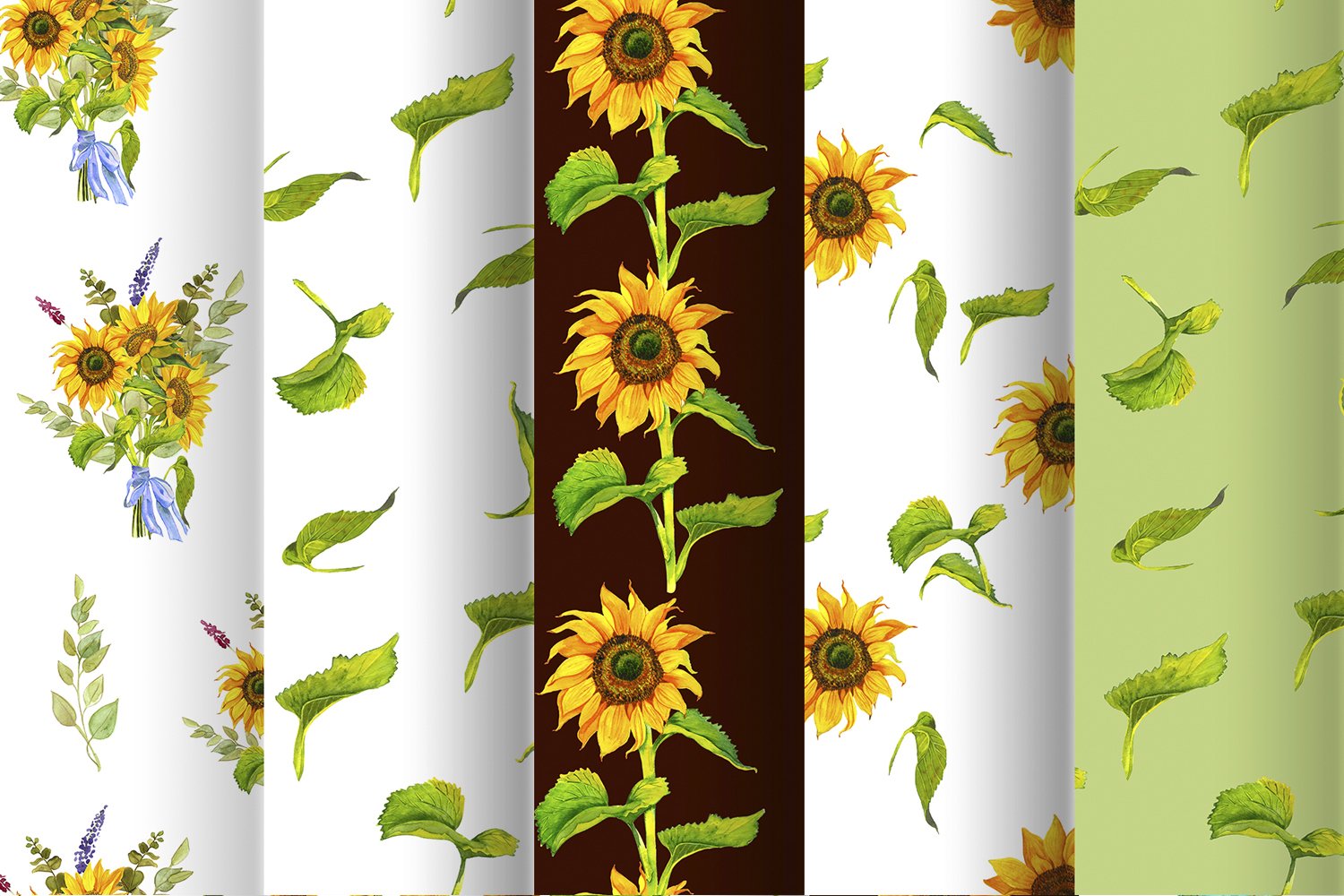 Sunflower Digital Scrapbook Paper, seamless sunflower patter (840801 ...