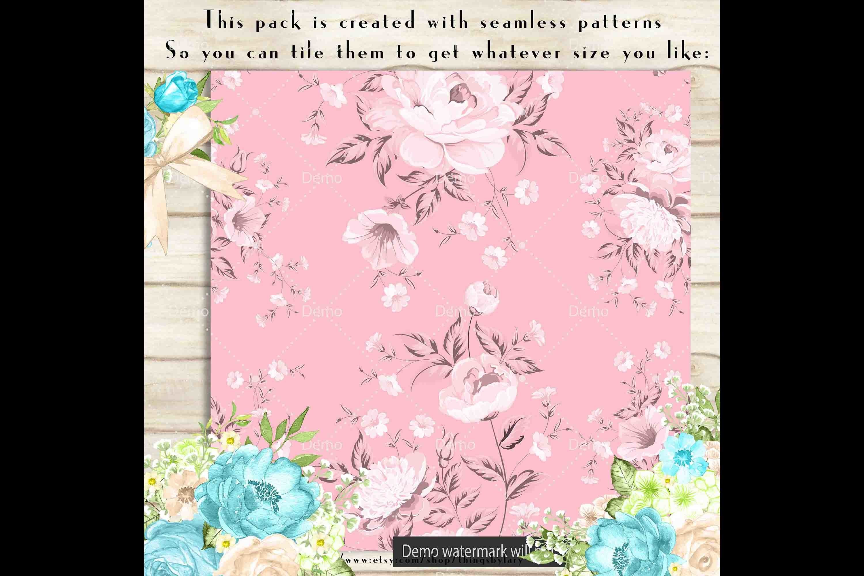 100 Seamless Wedding Valentine Rose Flower Digital Papers (134589 ...