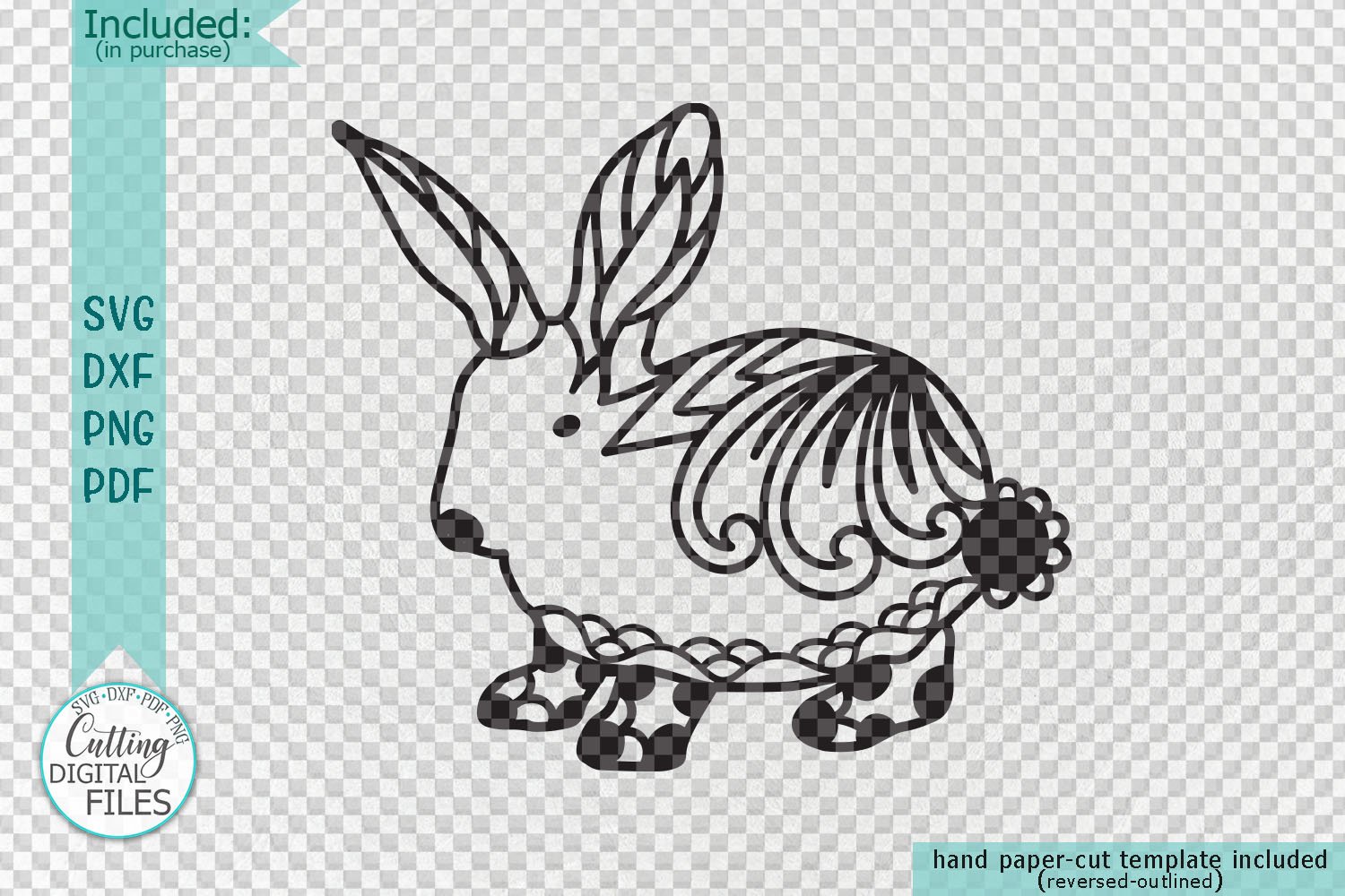 Floral Cute Easter bunny rabbit svg dxf file for machine cut (242646 ...