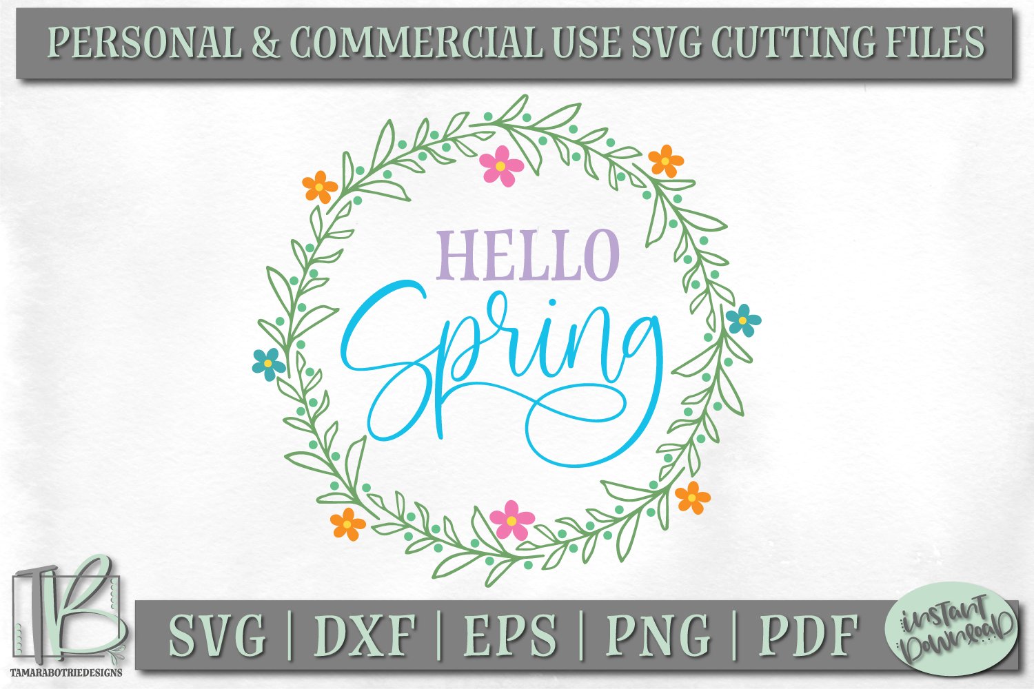 Spring Sign SVG File, Hello Spring SVG Cut File, Wreath SVG (194698 ...