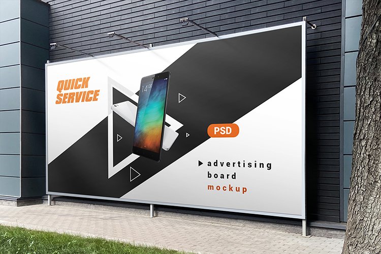 Outdoor Advertising Board / Banner Mockup (729718) | Signage | Design ...