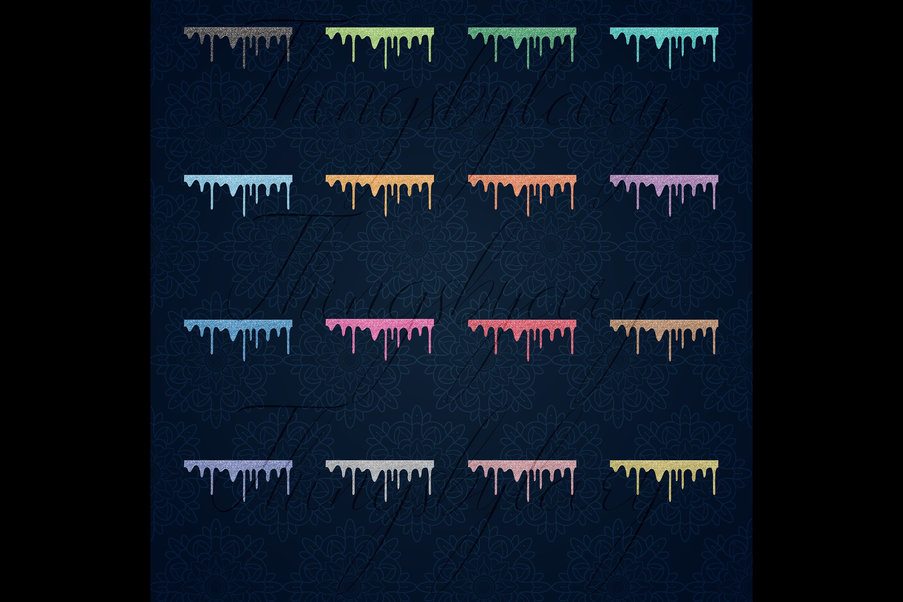 16 Seamless Glitter Dripping Melted Overlay Images 16 Colors (720950 ...