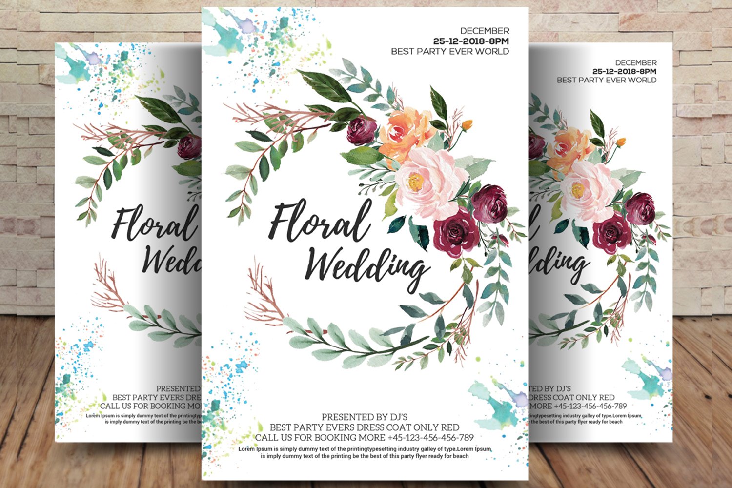 Floral Wedding Flyer (477572) | Flyers | Design Bundles