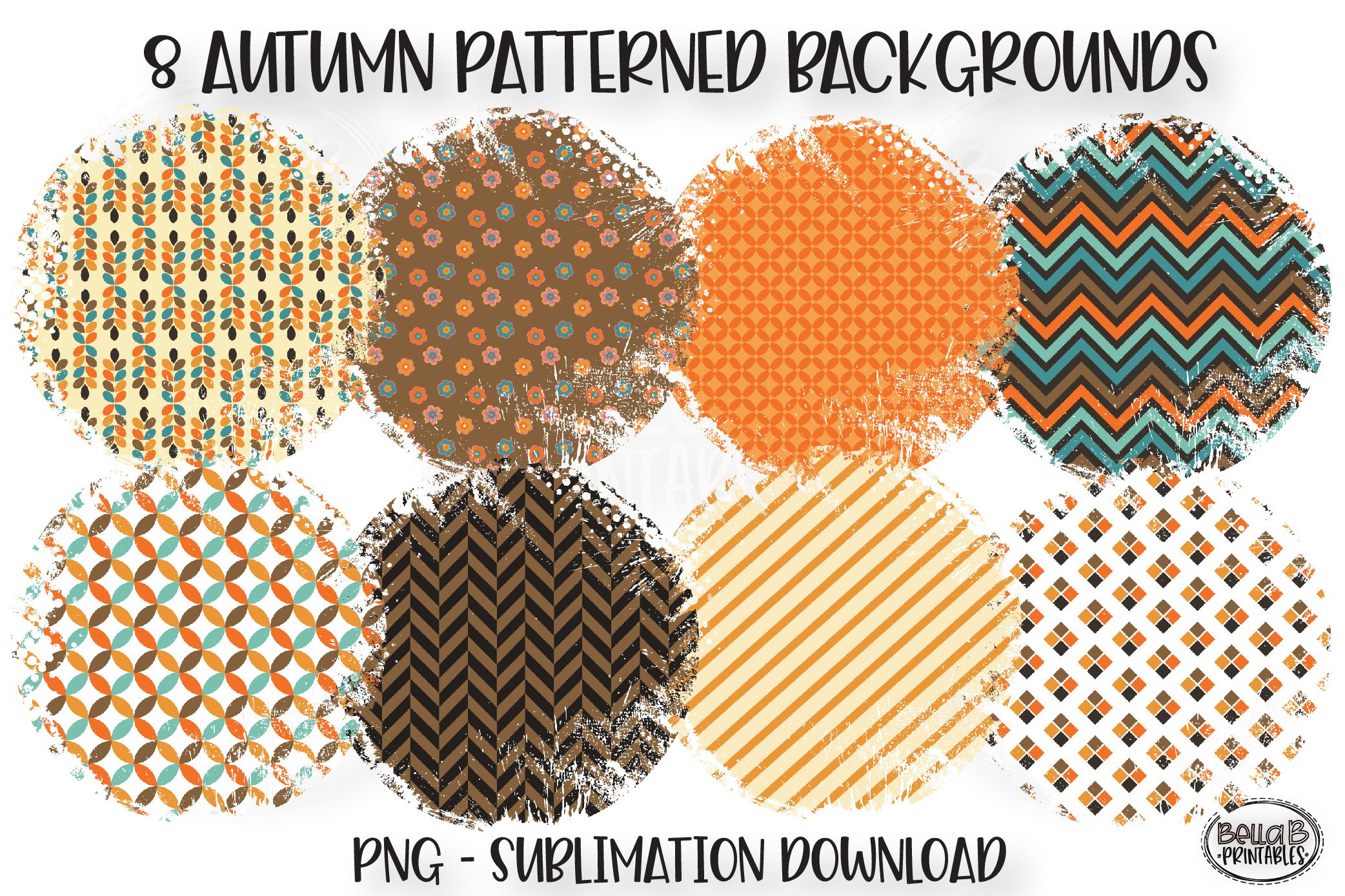 Autumn Fall Sublimation Background Bundle, Autumn Patterns (350795 ...