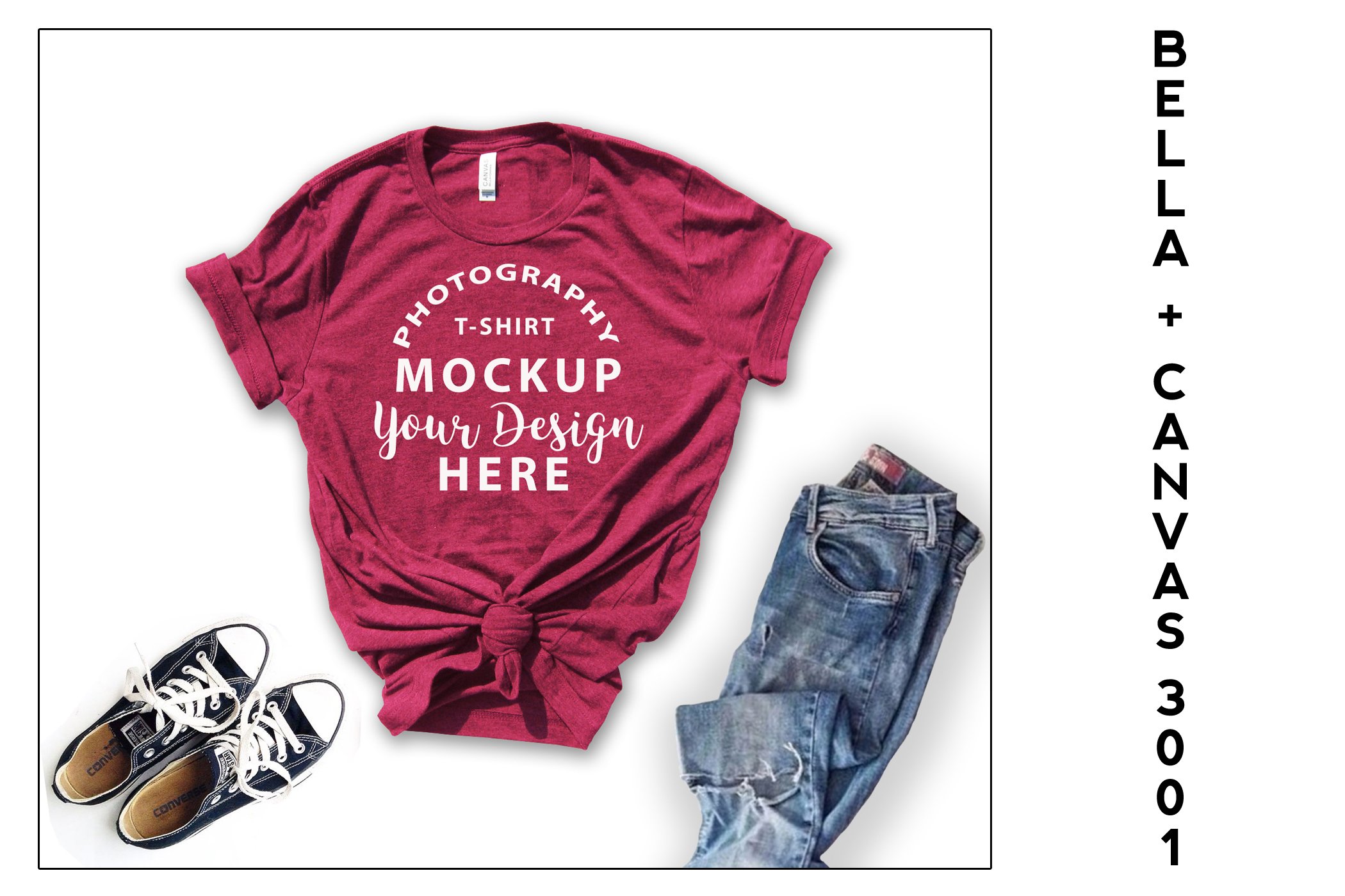 Bella Canvas 3001 T-shirt mock-up, color Raspberry Heather (247261 ...