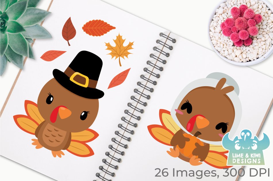 Thanksgiving Turkeys Clipart, Instant Download Vector Art (346989 ...