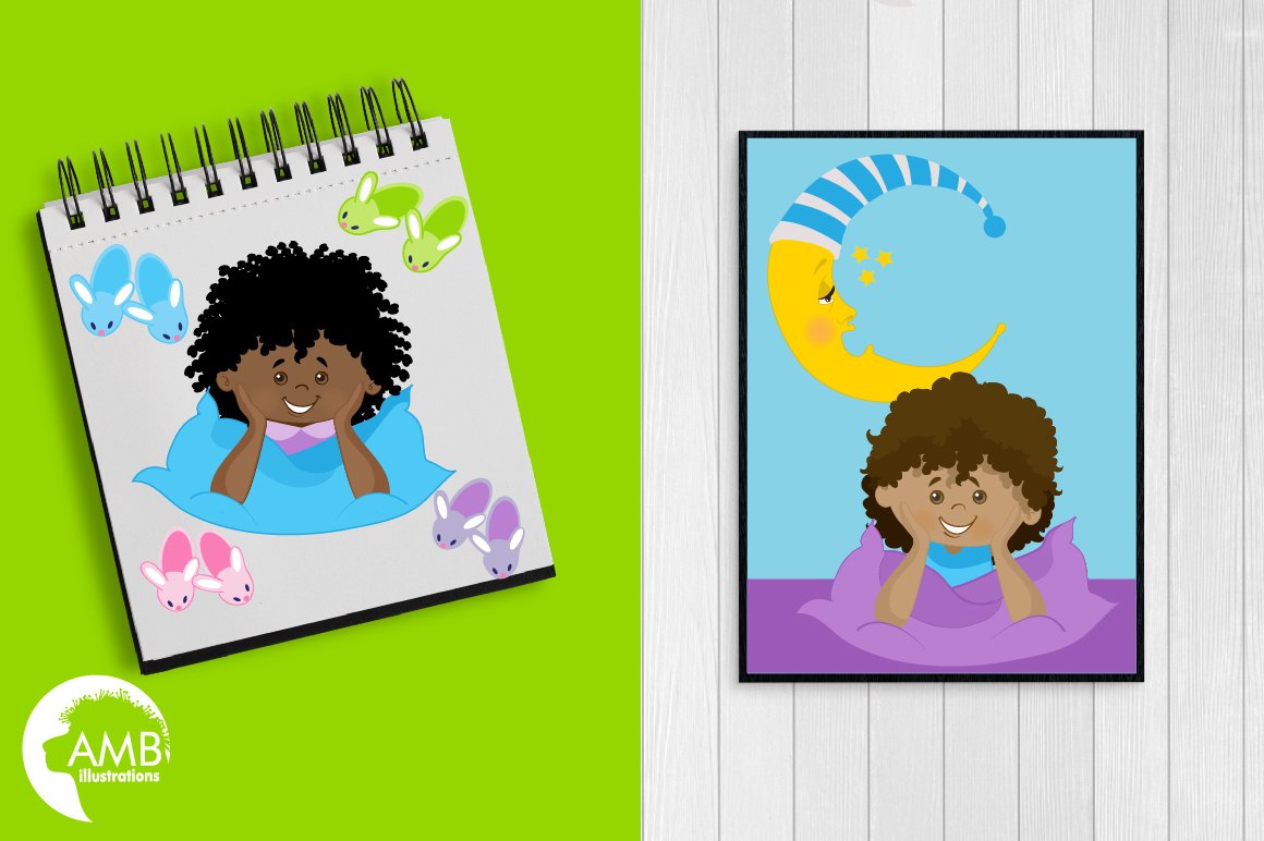 Slumber party, Pyjama Party clipart, African American girls MEGA Bundle ...