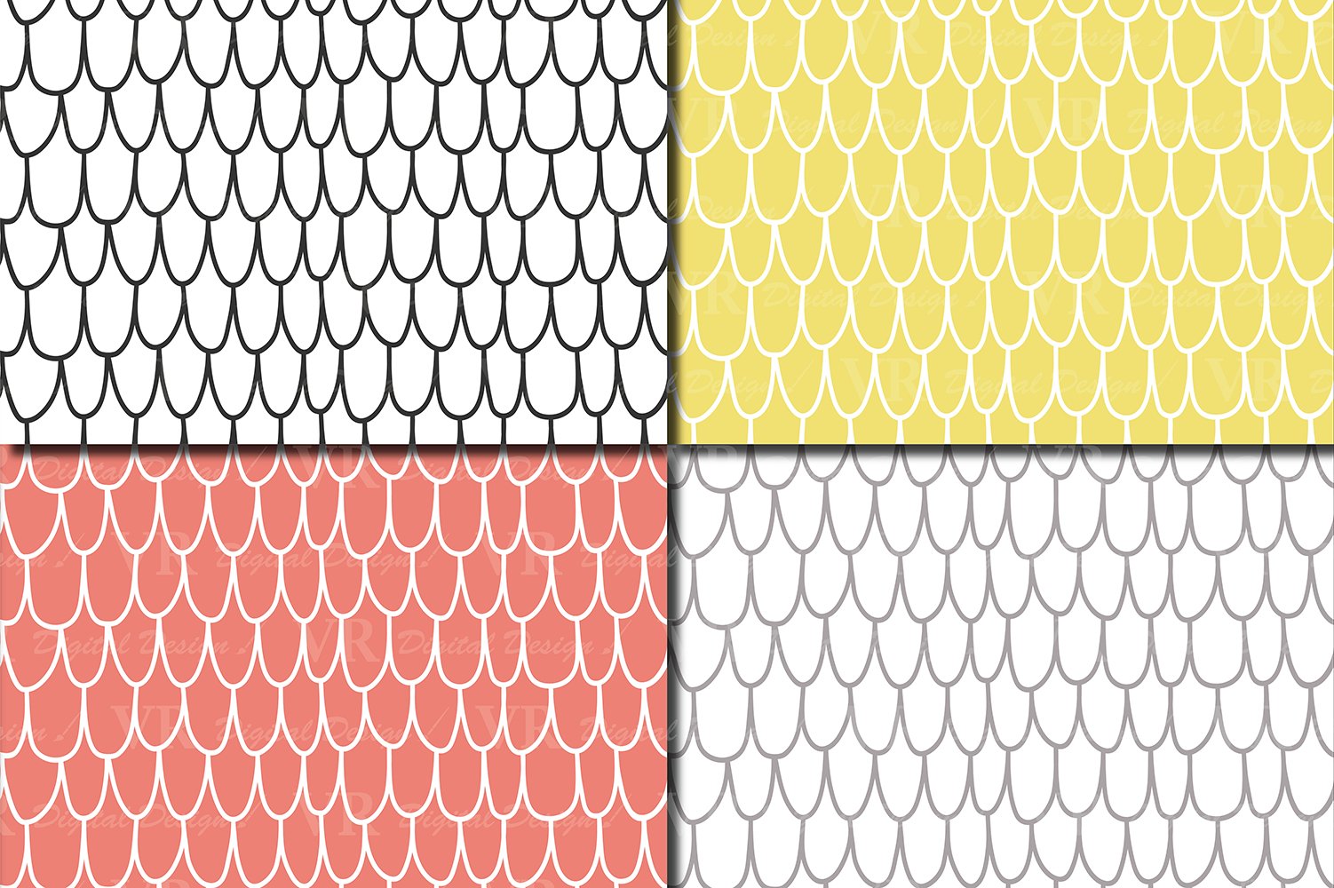 Hand drawn Scales Seamless Digital Paper / Rainbow Scales Pattern ...