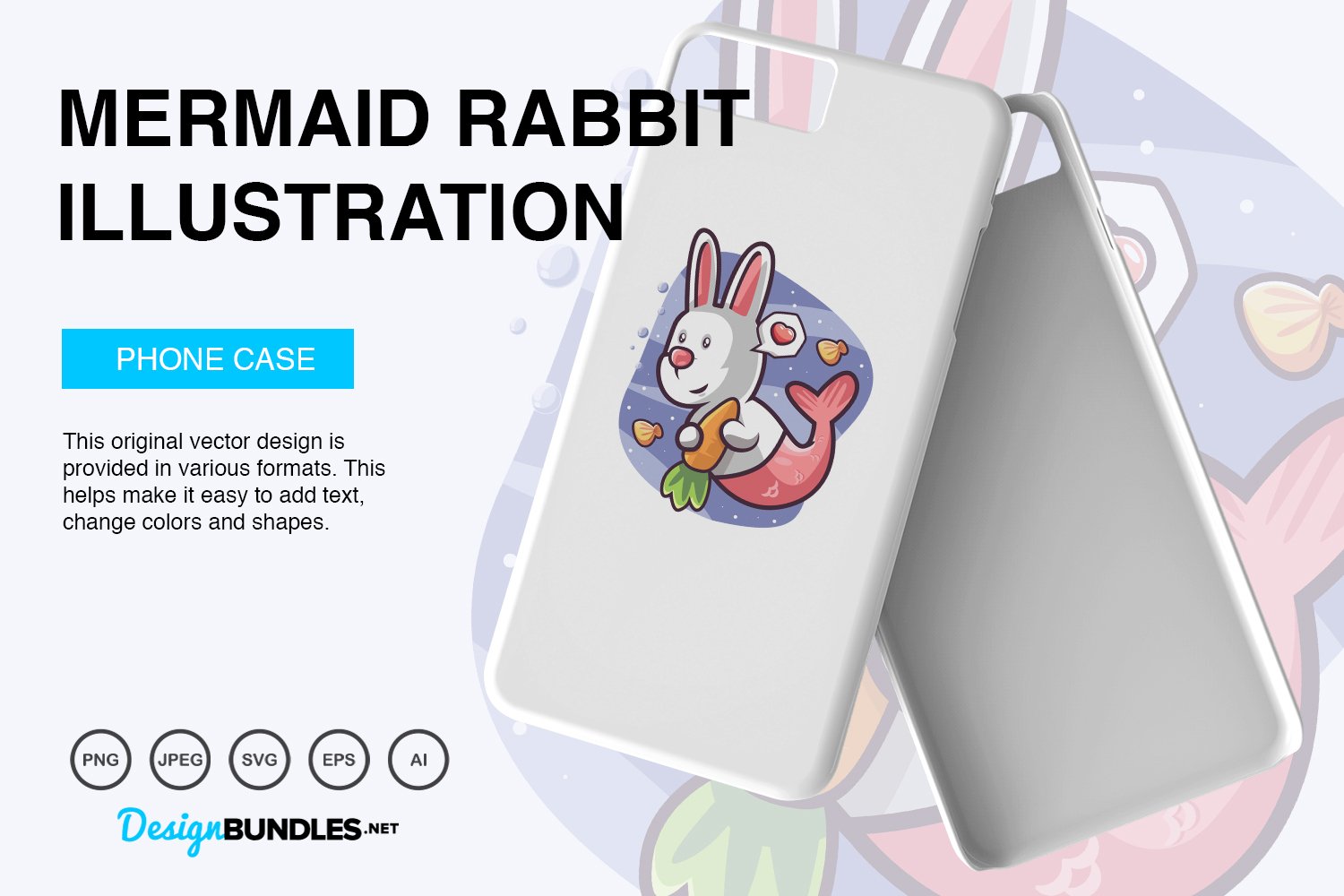 Mermaid Rabbit Vector Illustration