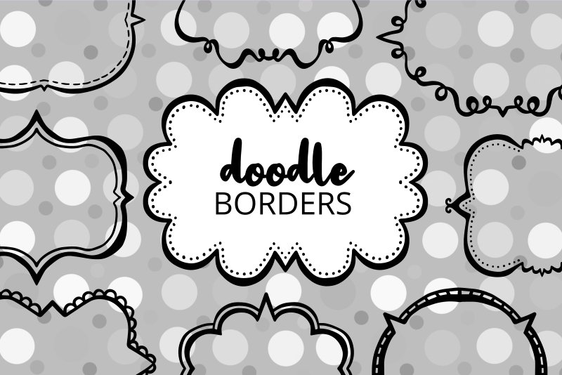 Doodle Border Banner Frames Scalloped Cut Files