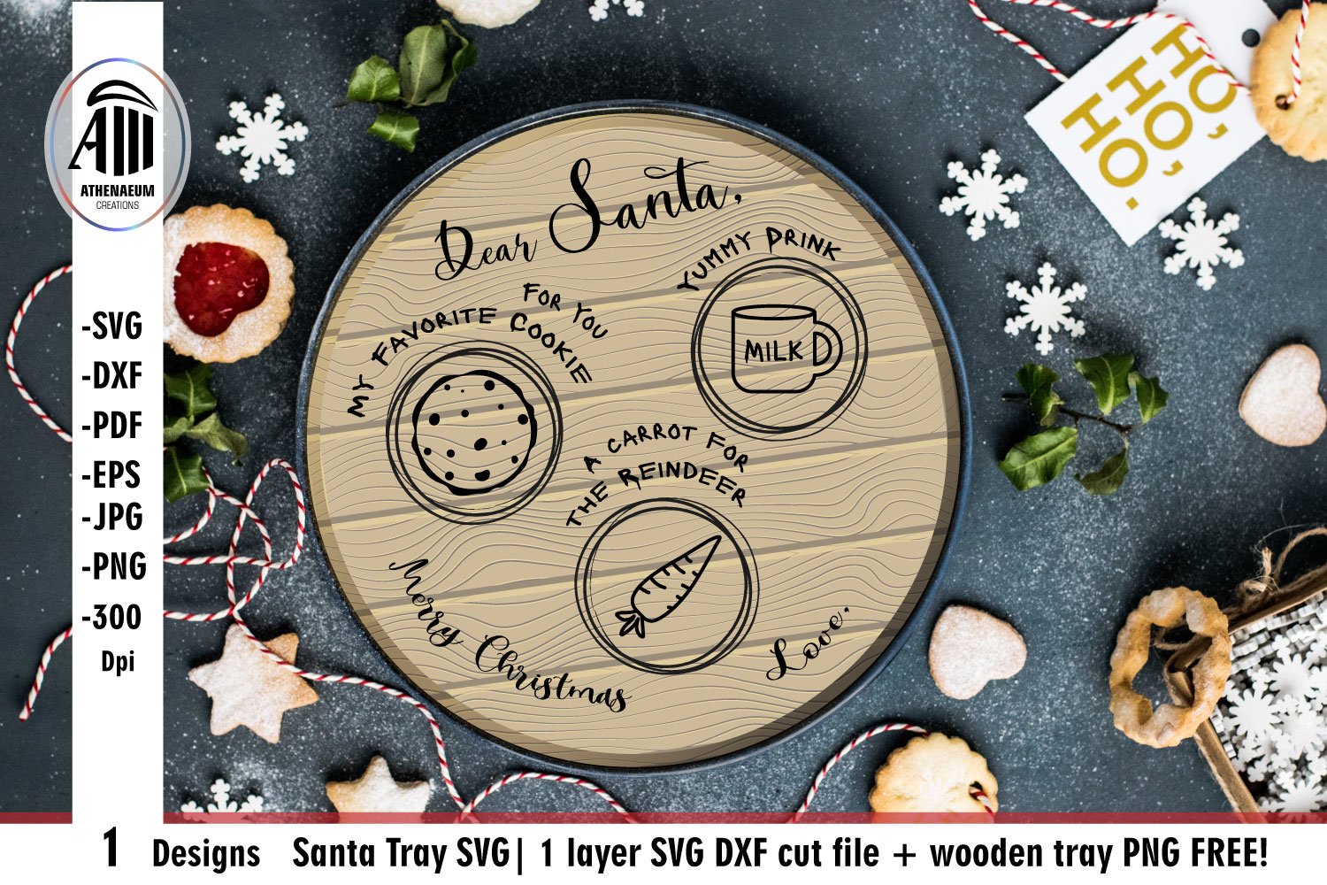 Santa tray SVG| Santa plate SVG|Wooden tray background PNG (1020911 ...