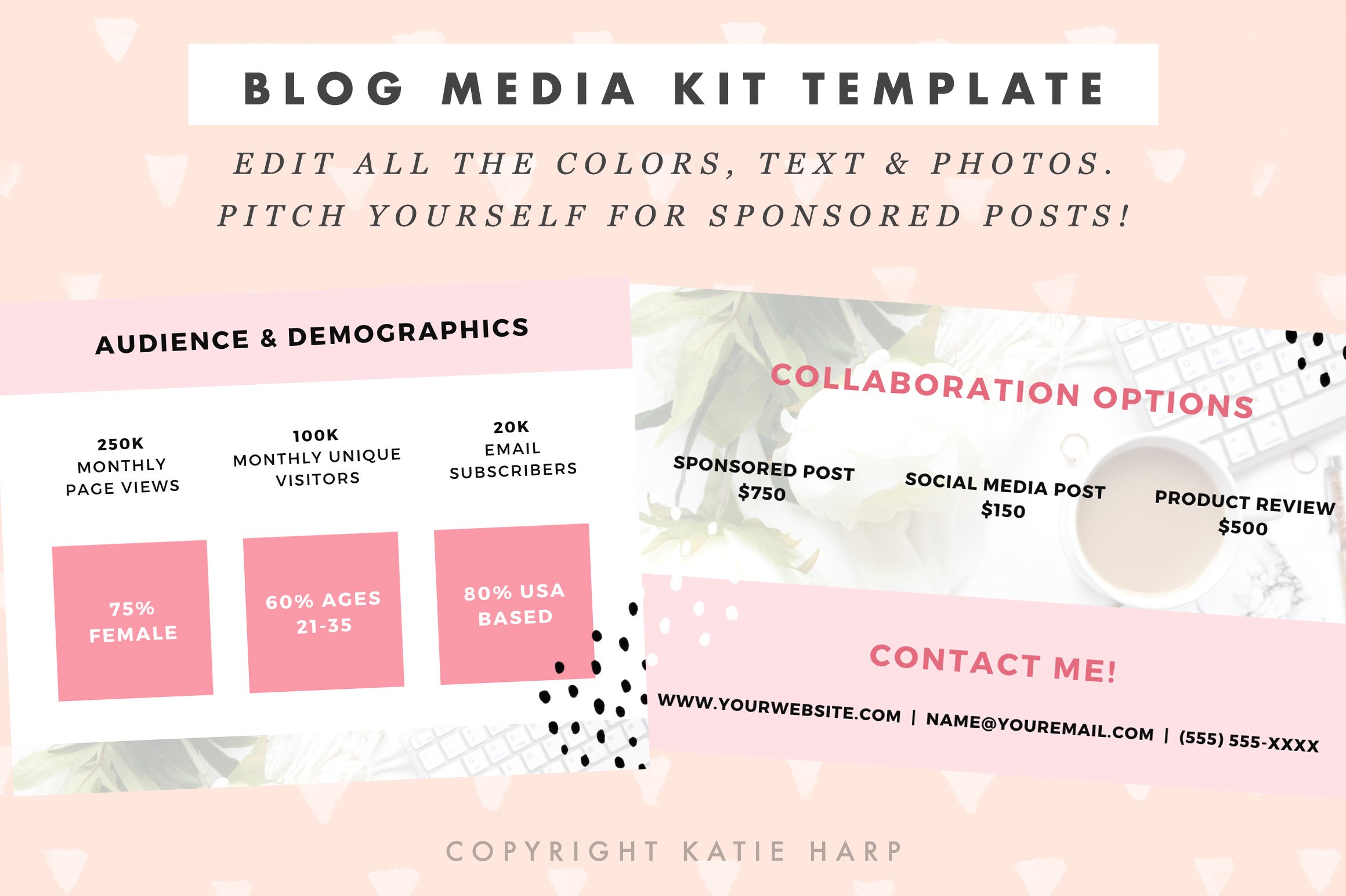 Canva Media Kit Template - Pink and Black (608615) | Canva Templates ...