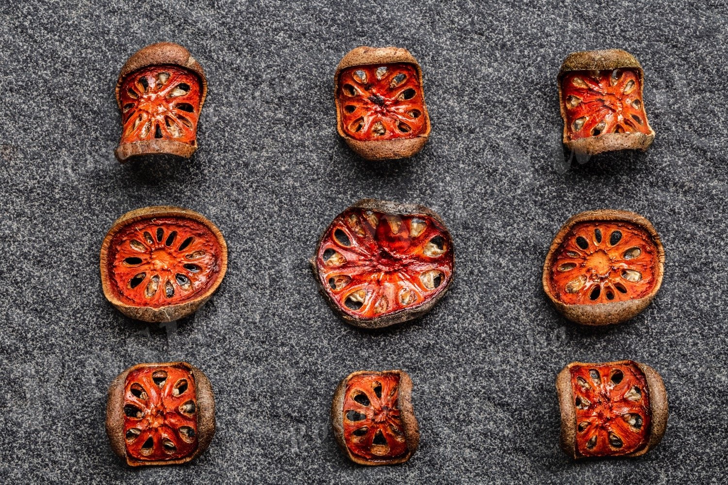 Dry slices of bael fruit matum tea on grey background. (634746) | Food ...