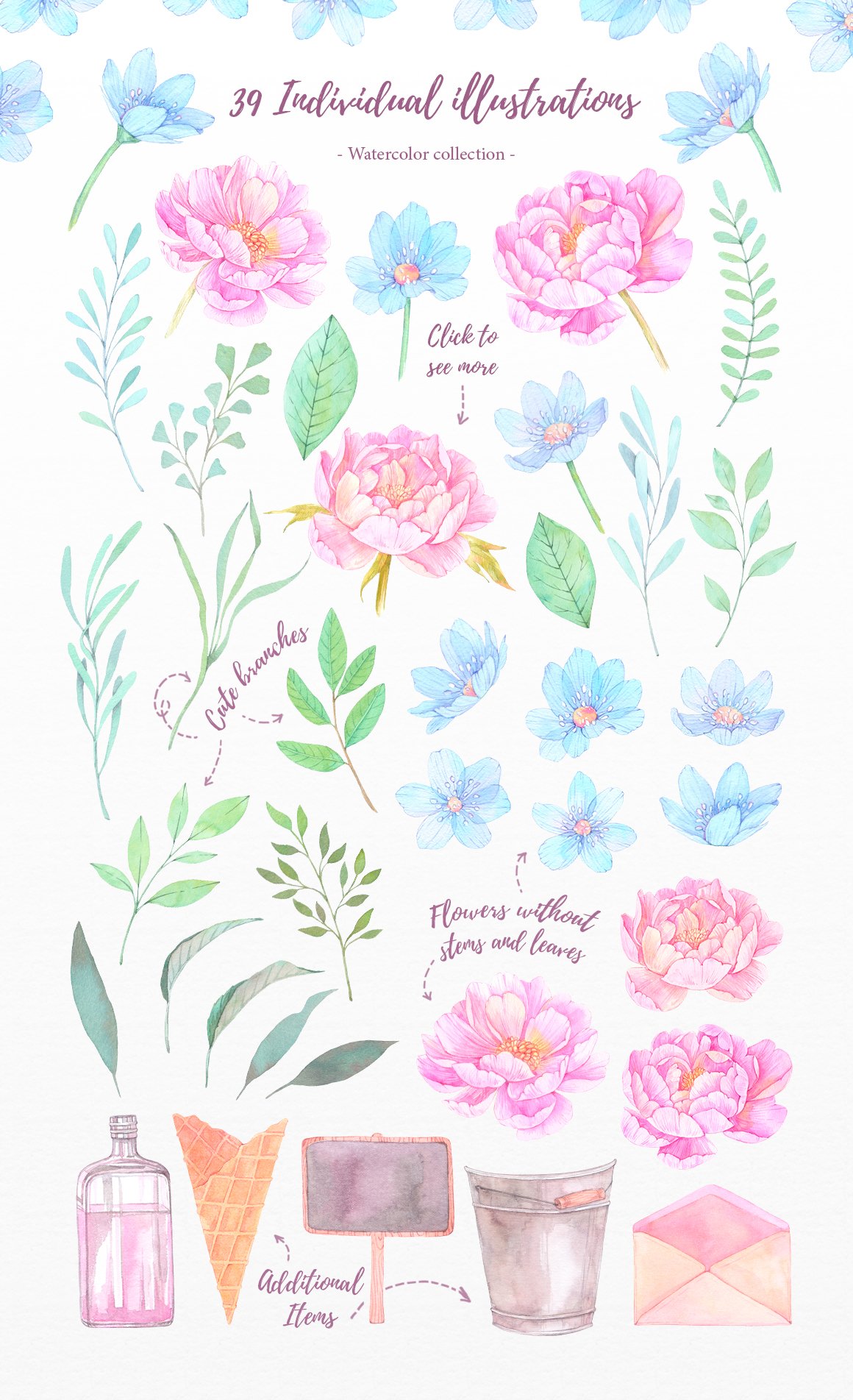 Sweet dream. Watercolor set (39659) | Illustrations | Design Bundles