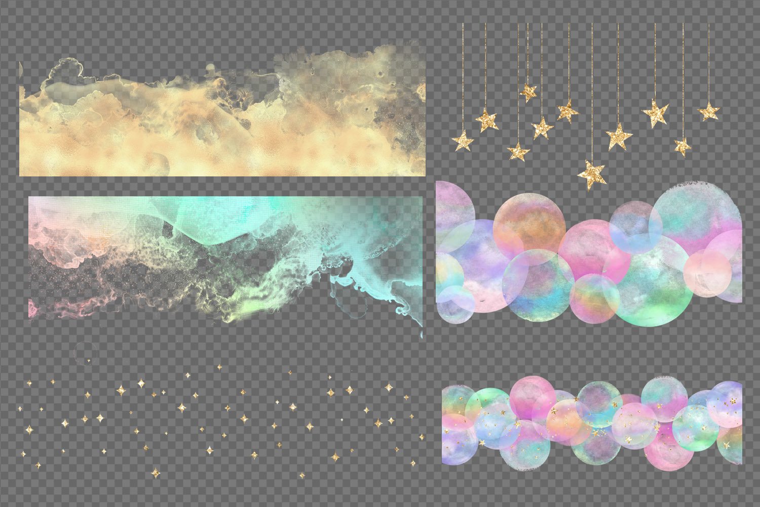 Rainbow Dream Borders Clipart (840973) | Patterns | Design Bundles