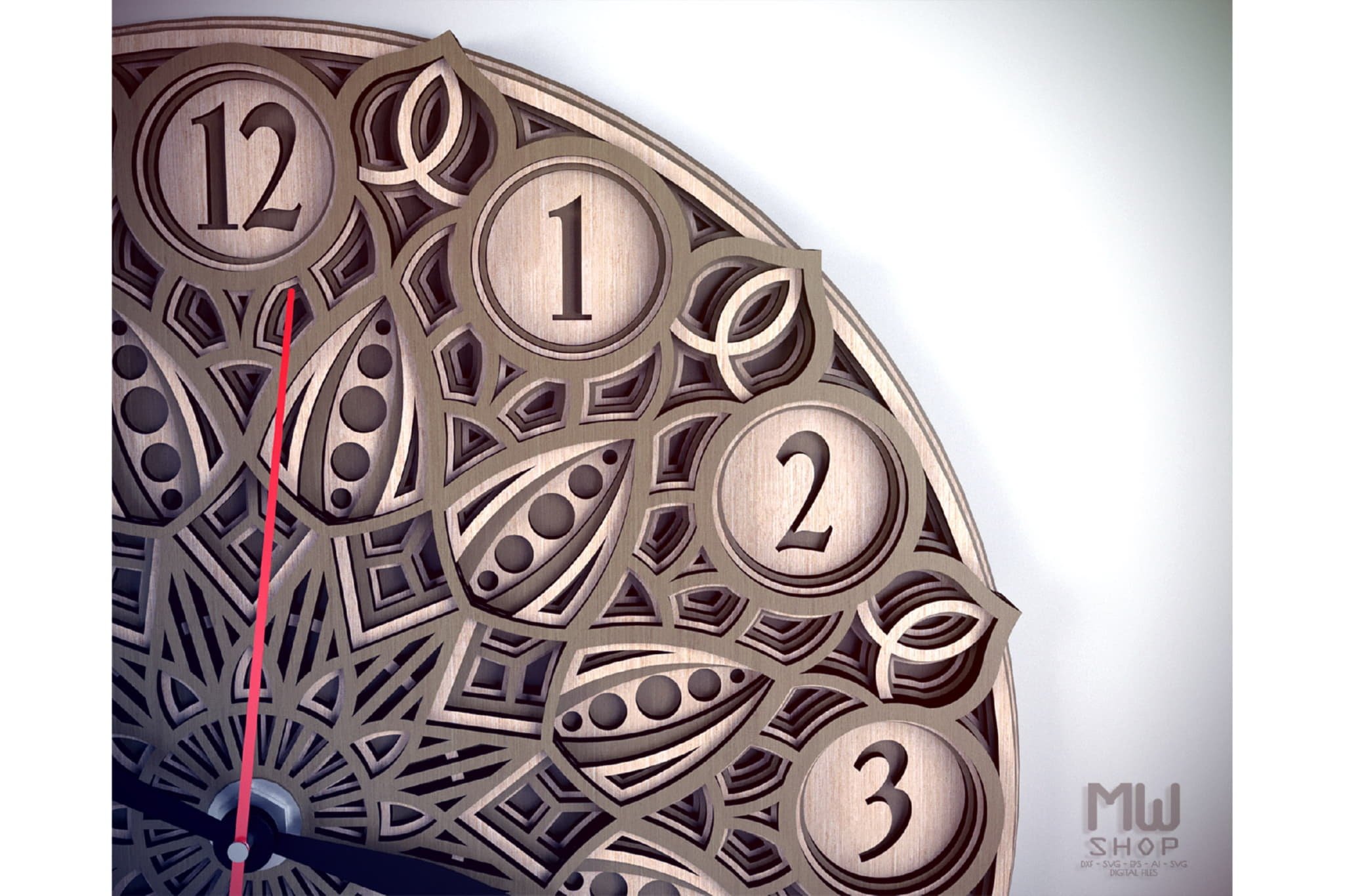 C28 - Laser Cut Wall Clock DXF, Mandala Clock, Wooden Clock (580093 ...