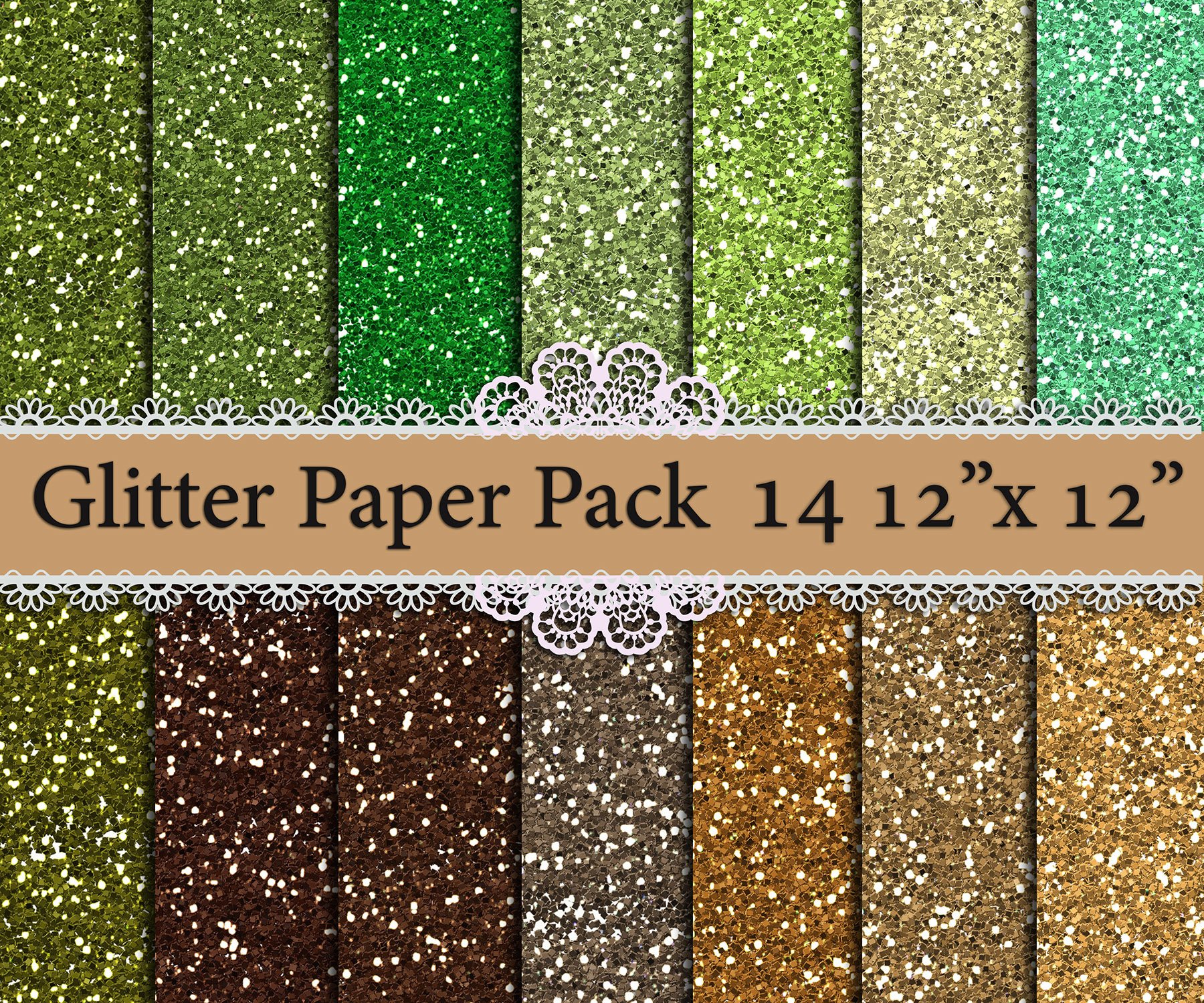 Green Glitter digital paper (30804) | Backgrounds | Design Bundles