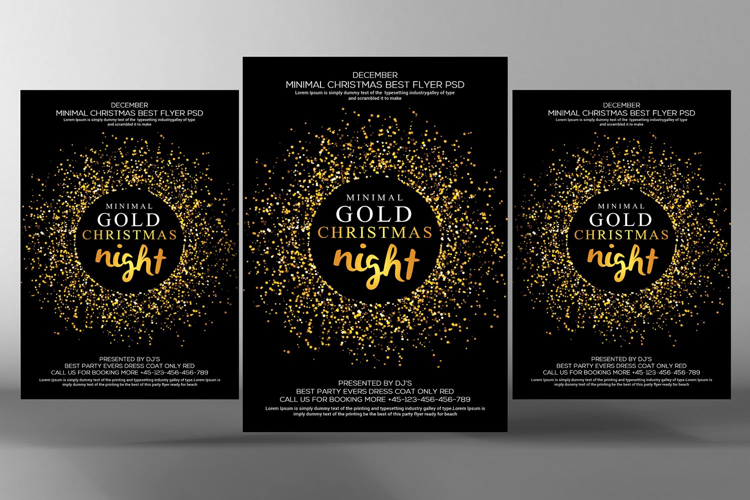 Christmas Glod Glitter Party Flyer (443058) | Flyers | Design Bundles