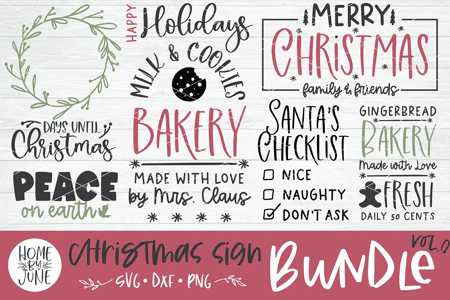 Christmas Sign Bundle Vol. 2 SVG DXF PNG (1003807) | SVGs | Design Bundles