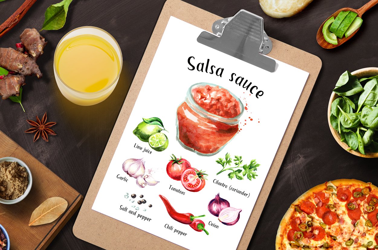Salsa sauce. Watercolor collection (153903) | Illustrations | Design ...