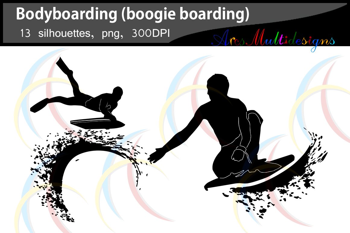 Bodyboarding silhouette SVG / boogie boarding silhouettte EPS / vector ...
