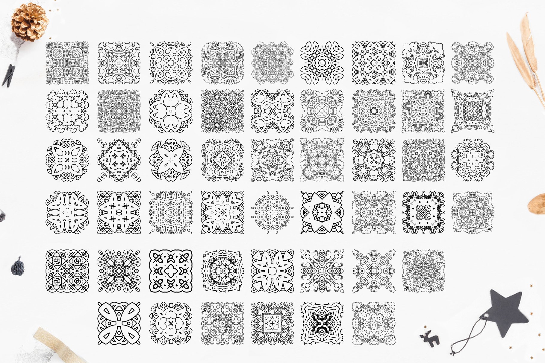280 Ethnic MANDALAS square and round (104121) | Illustrations | Design ...