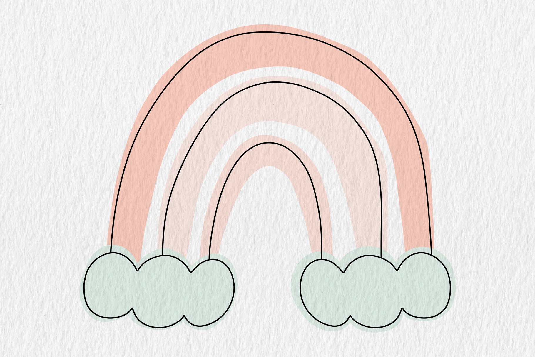 Pastel Pink Rainbow PNG Clipart Illustration