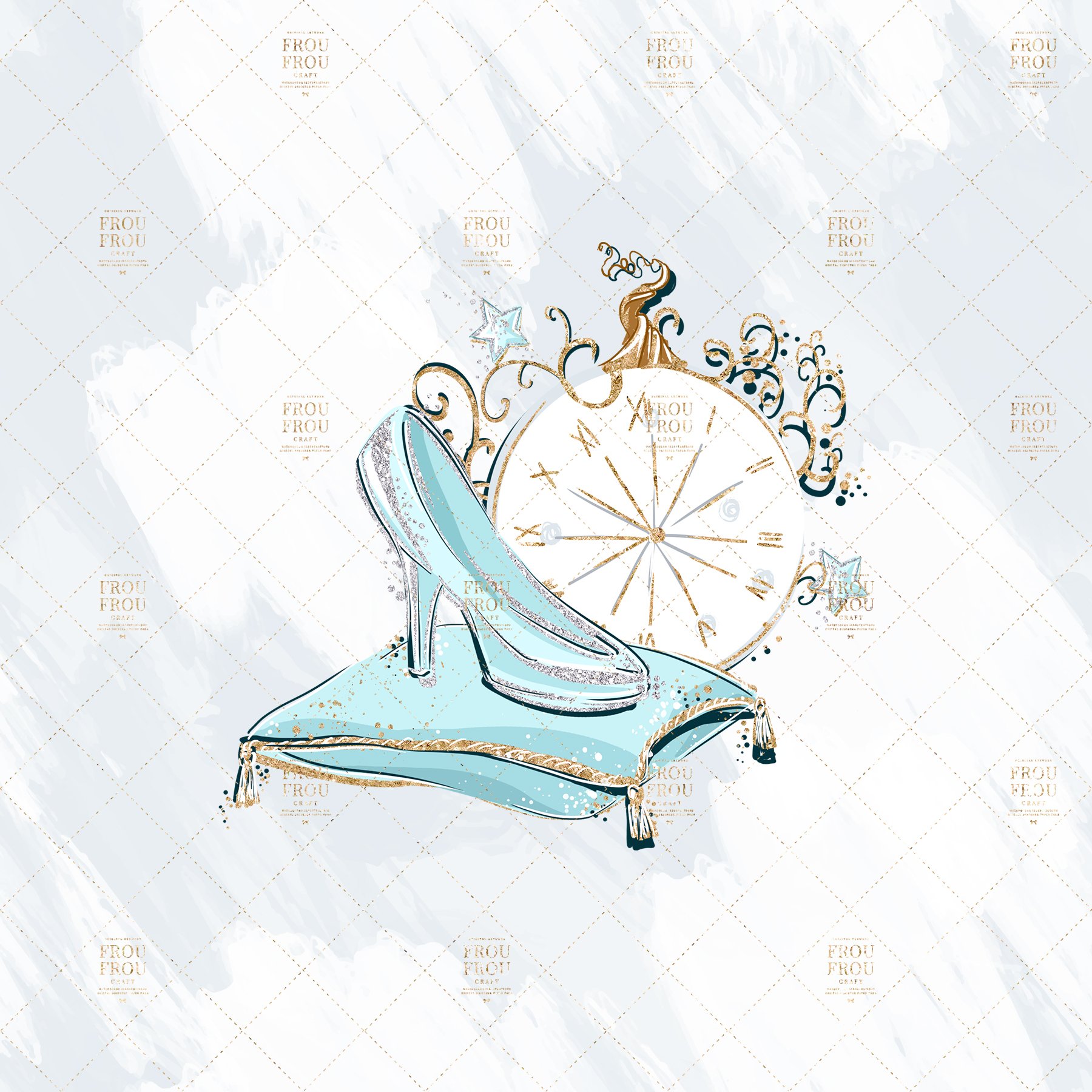 Princess Cinderella Fairy Tale Gold Glitter Clip Art (349014 ...