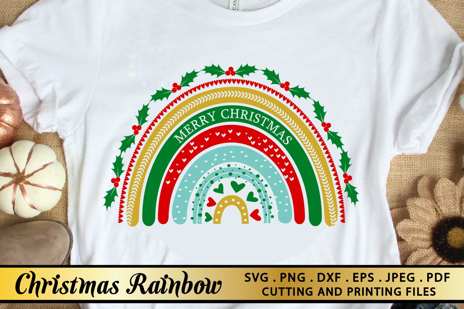 Christmas SVG PNG EPS DXF Merry Christmas Rainbow SVG (878464 ...