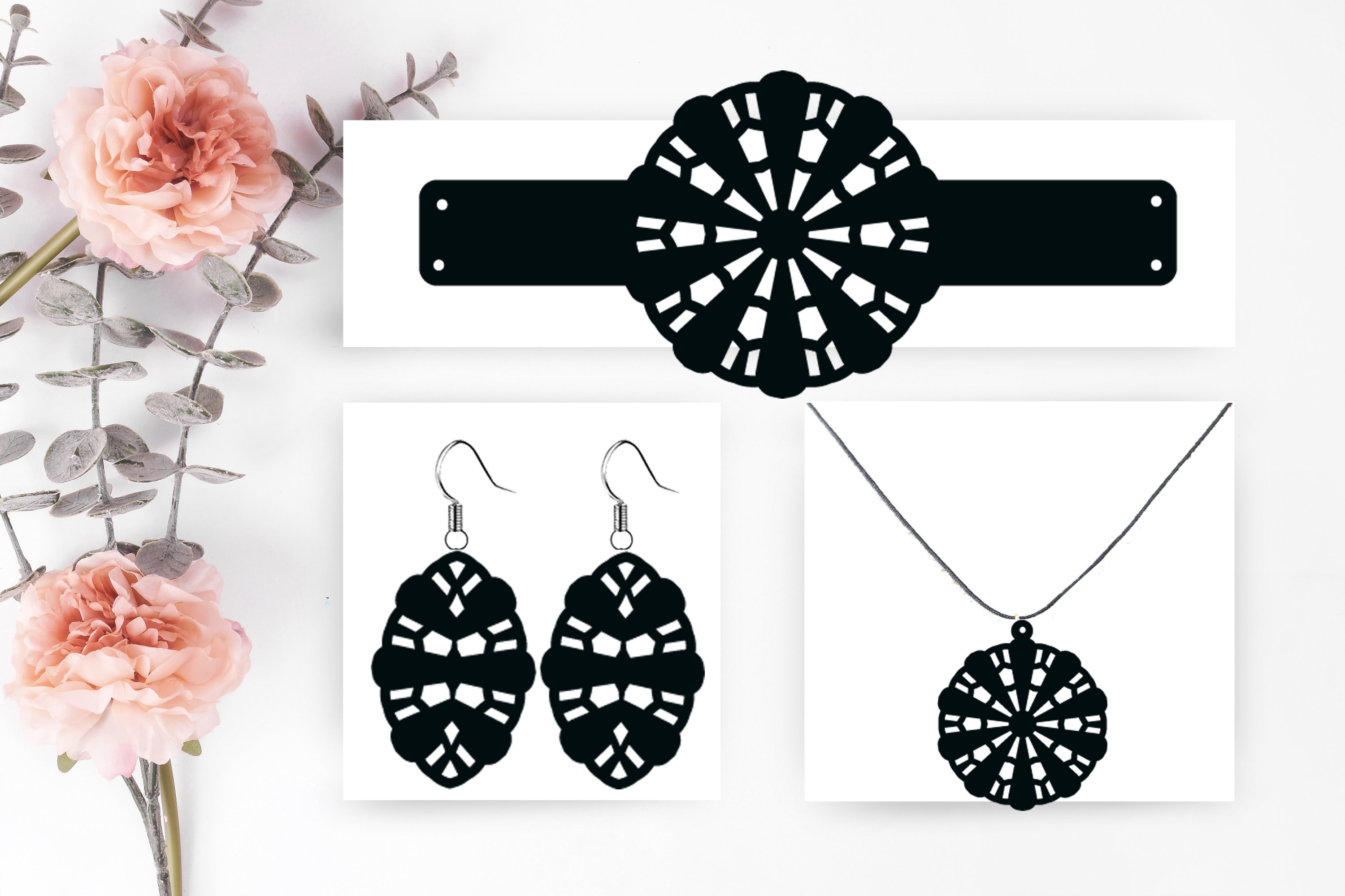 Set Jewelry Earrings Template Design