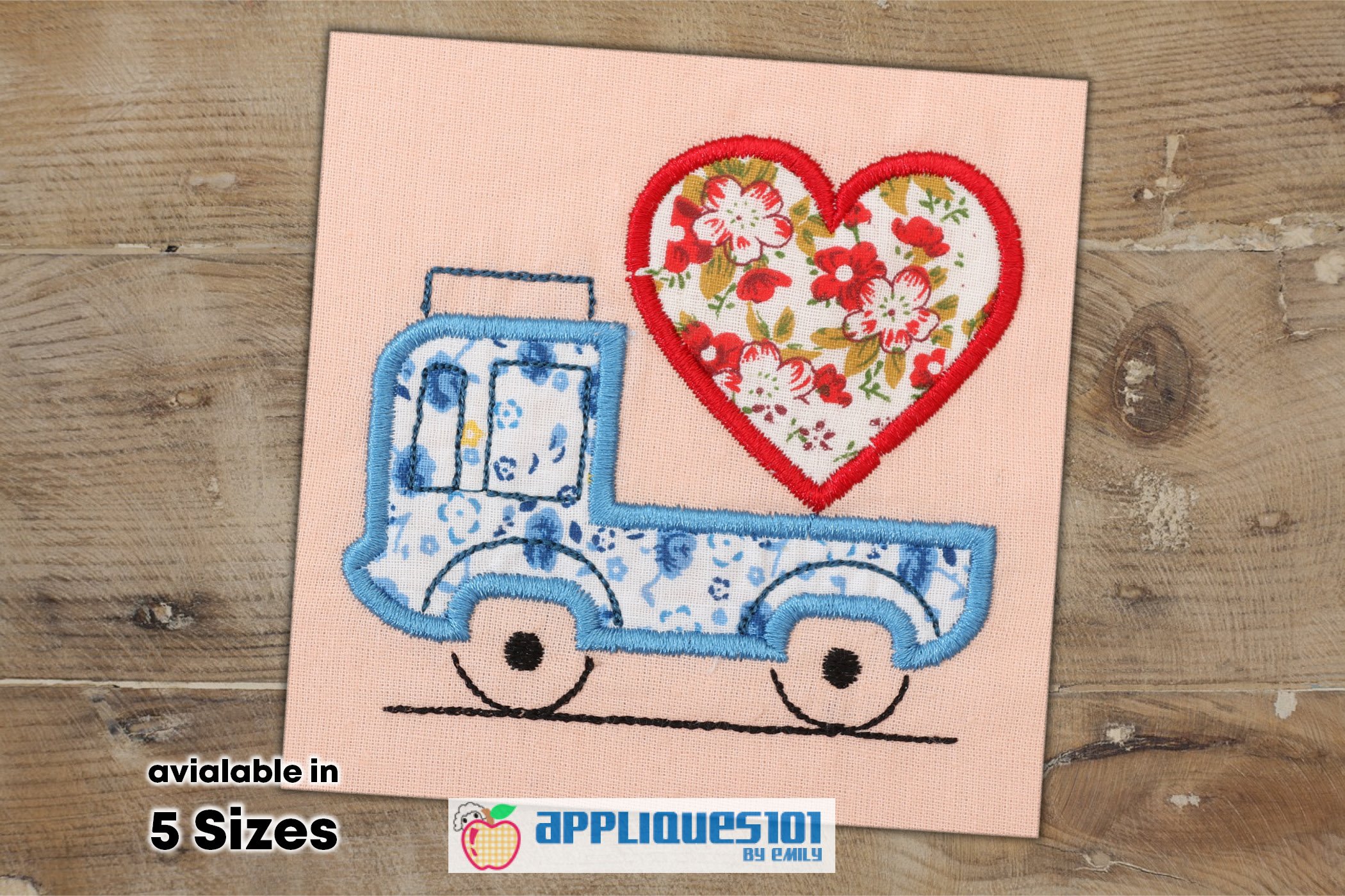 Love on Truck Machine Embroidery Applique Design - Trucks