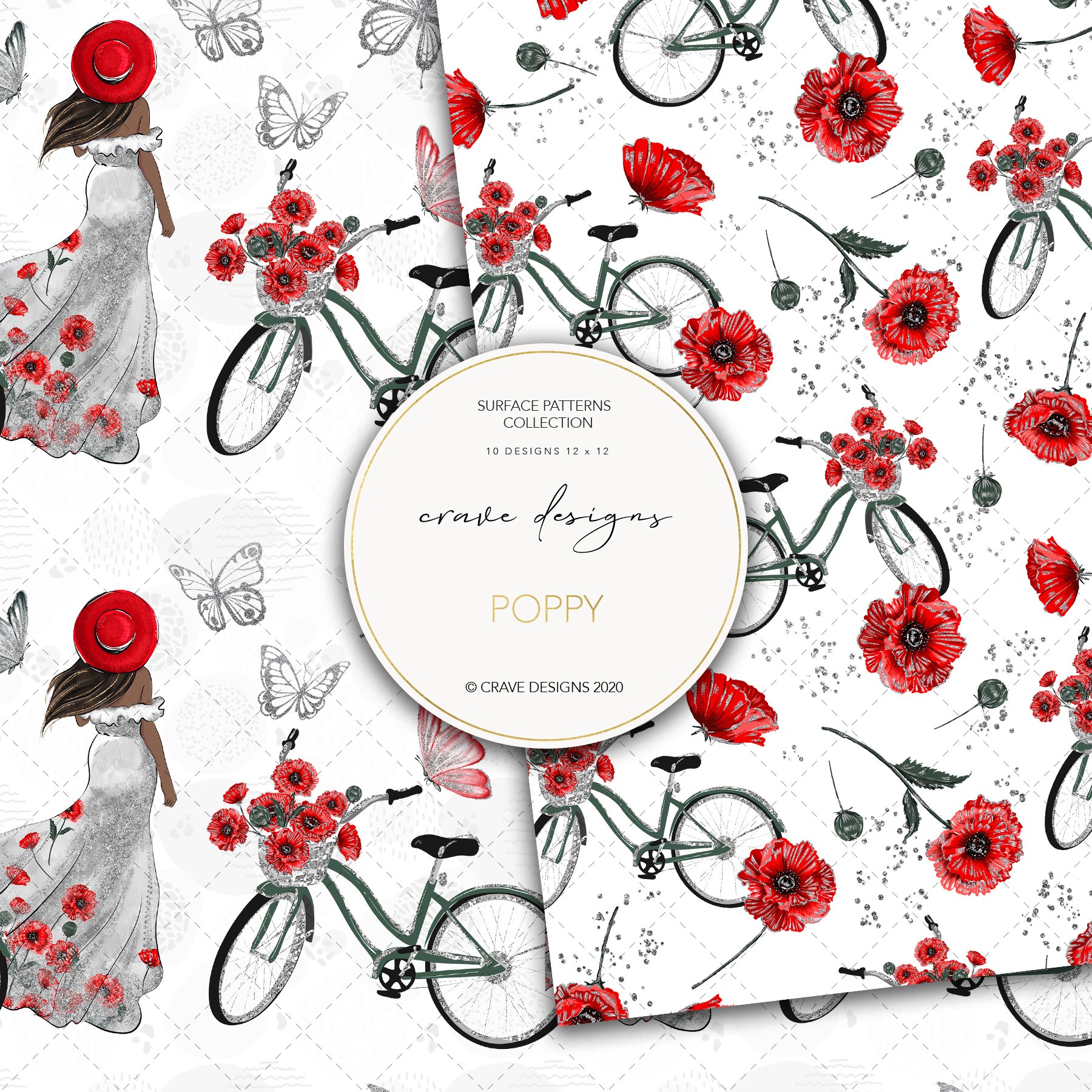 Poppy Seamless Patterns (515711) | Patterns | Design Bundles