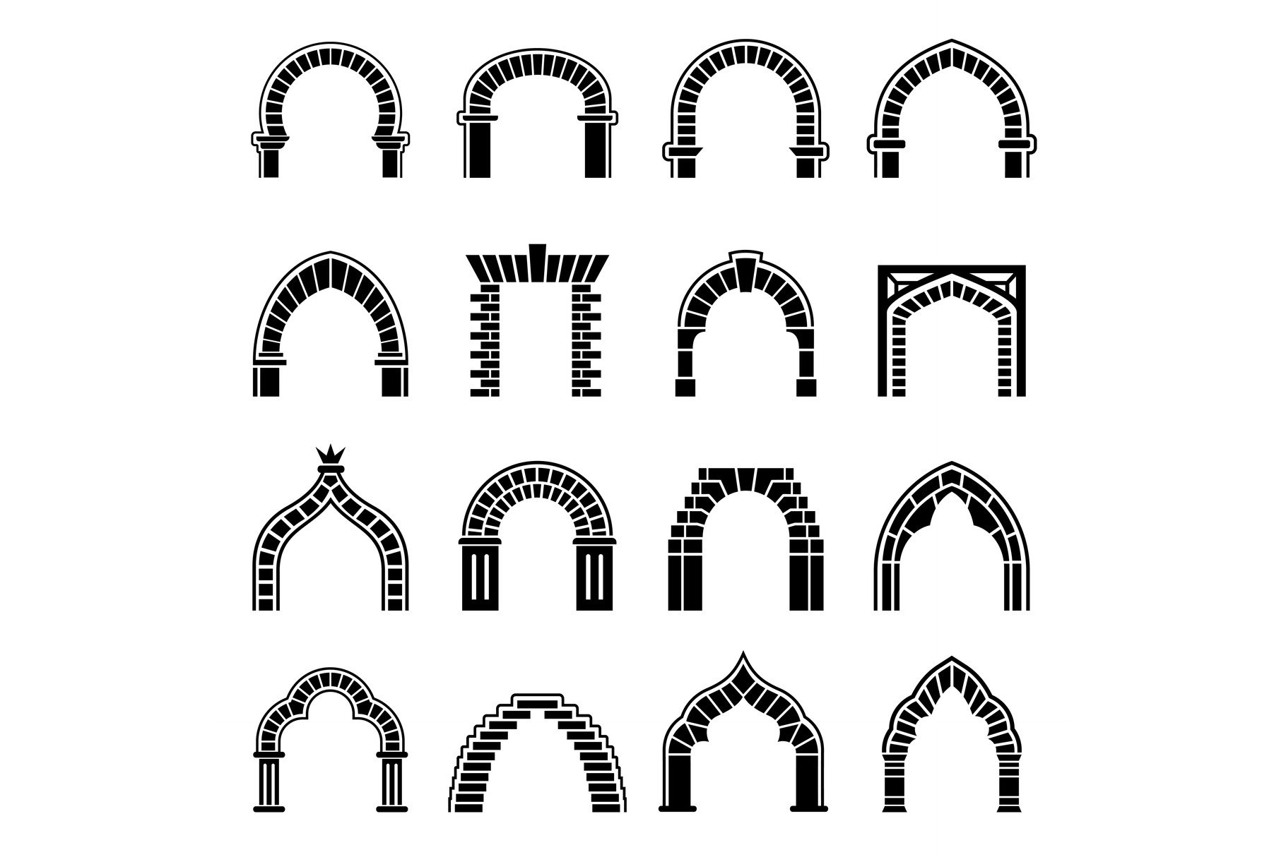 Arch types icons set, simple style (363969) | Icons | Design Bundles