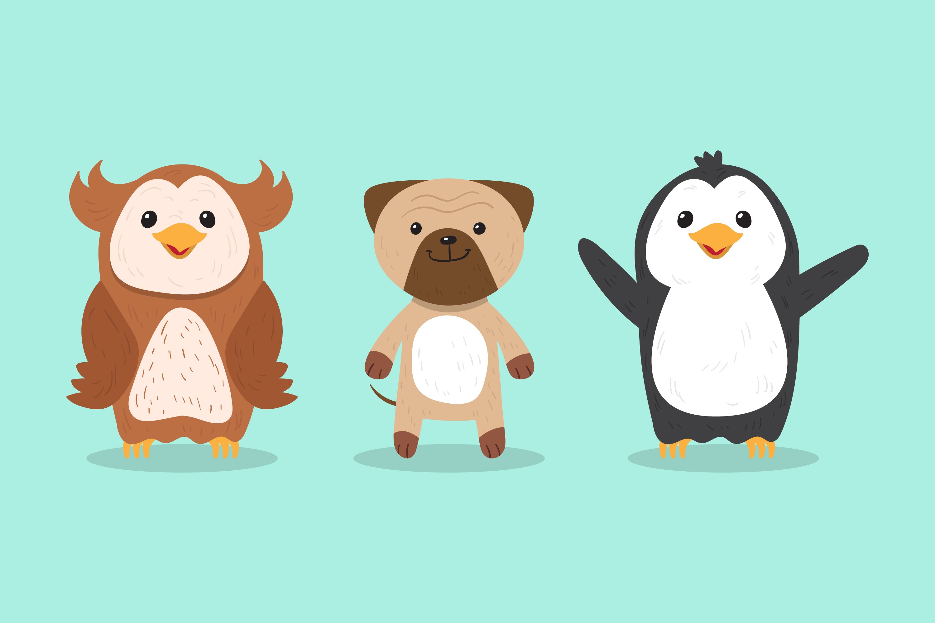 Happy Funny Cartoon Animals