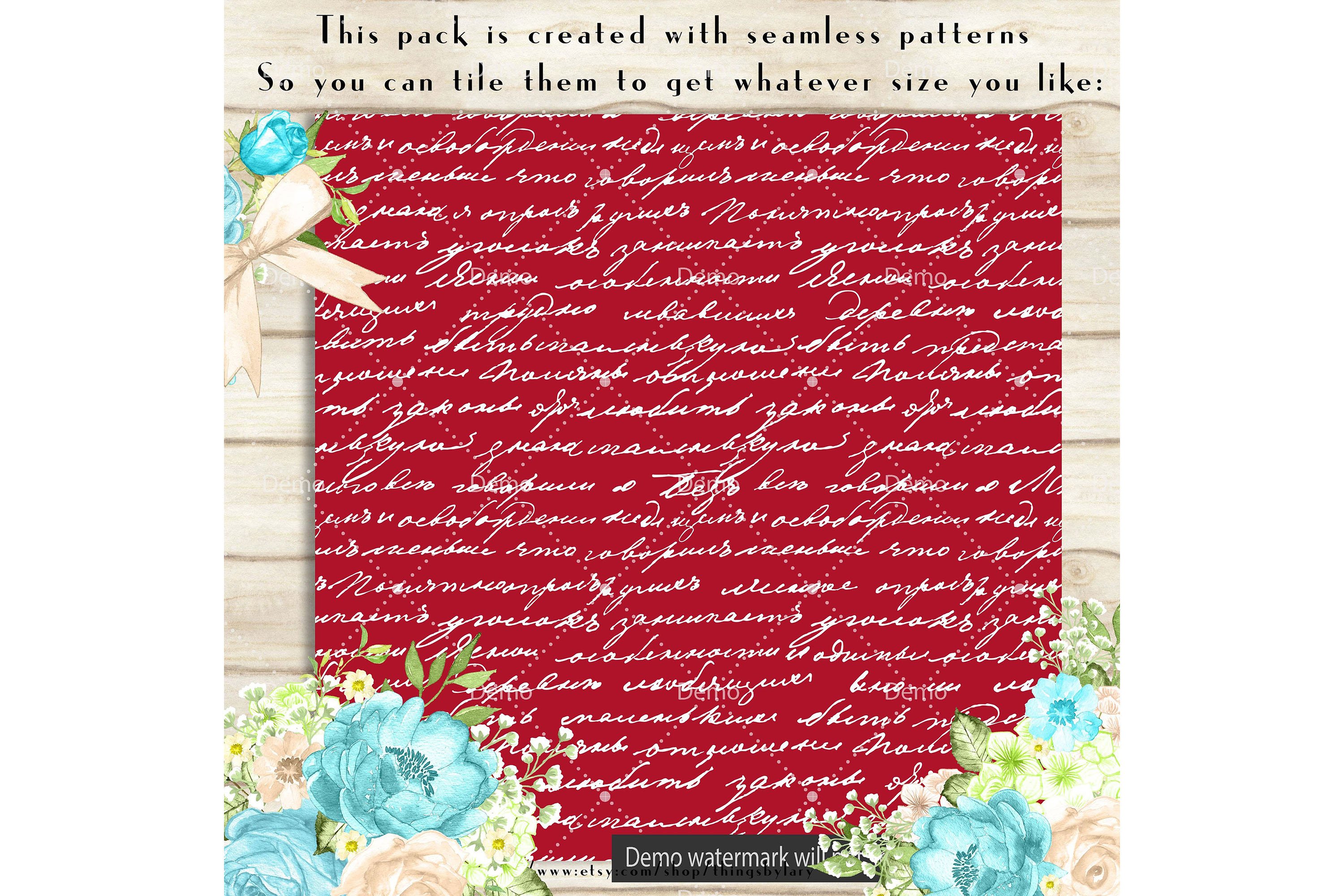 100 Seamless Handwriting Pattern Digital Papers 12 x 12 inch (131325 ...
