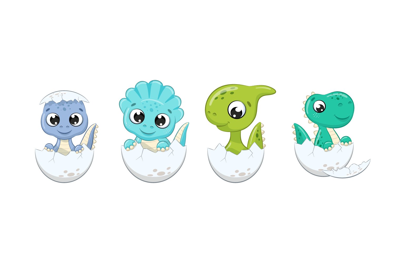 Cute Baby Dinosaurs PNG, EPS, JPG, 300 DPI (957307) | Illustrations ...