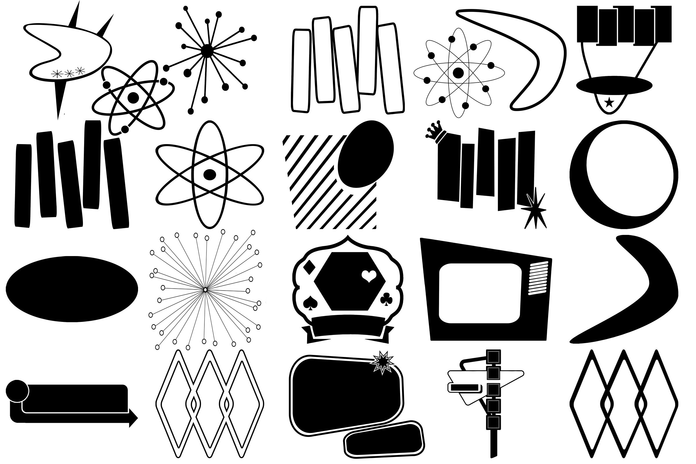 Mid Century Atomic Age Designs Vector Clip Art (162335) | Illustrations ...